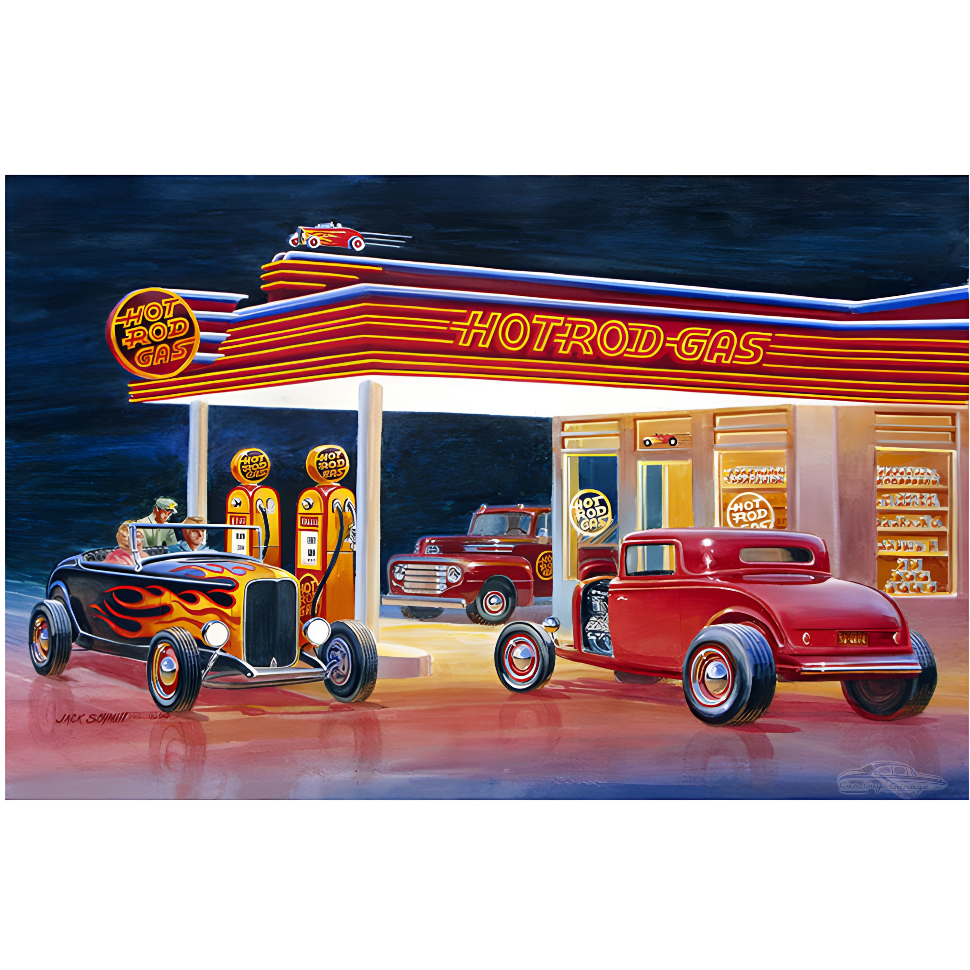 Ford Model A Hot Rod Gas Station Metal Sign - 12" x 18"
