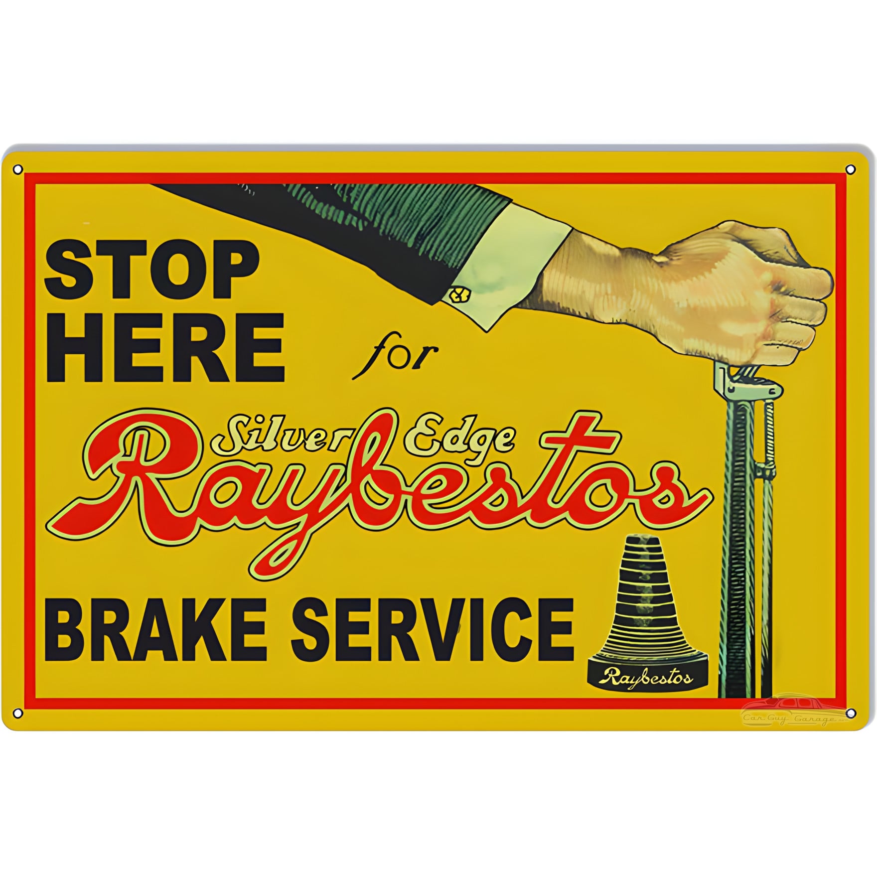 Silver Edge Raybestos Brake Service Gas Station Metal Sign - 12" x 18"