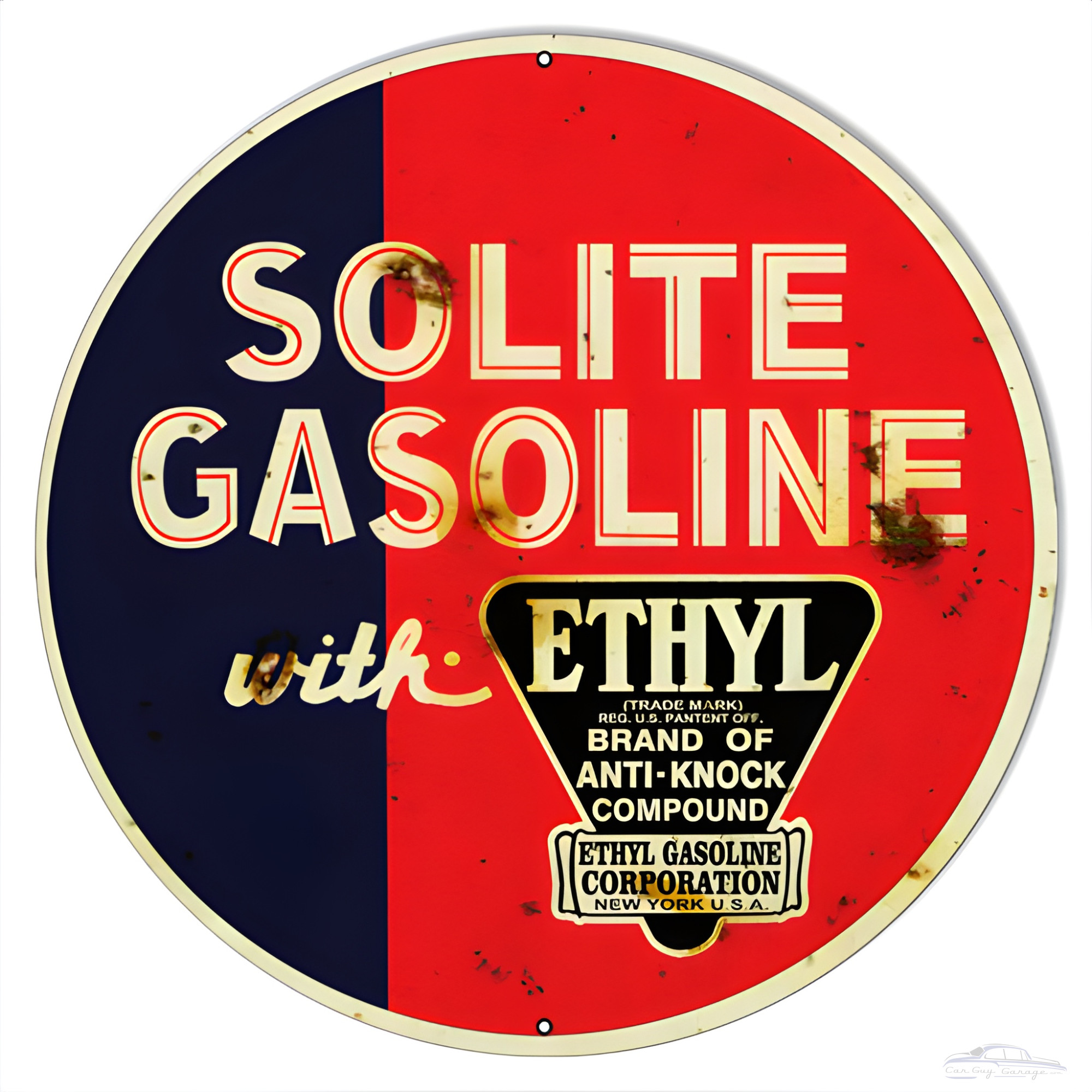 Solite Gasoline Motor Oil Metal Sign - 14" Round