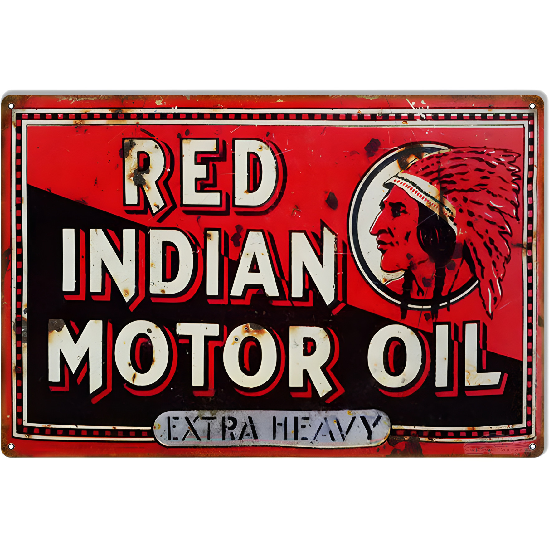 Red Indian Motor Oil Metal Sign - 12" x 18"