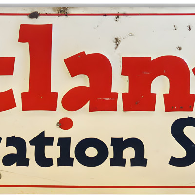 Atlantic Lubrication Service Motor Oil Metal Sign - 8" x 24"