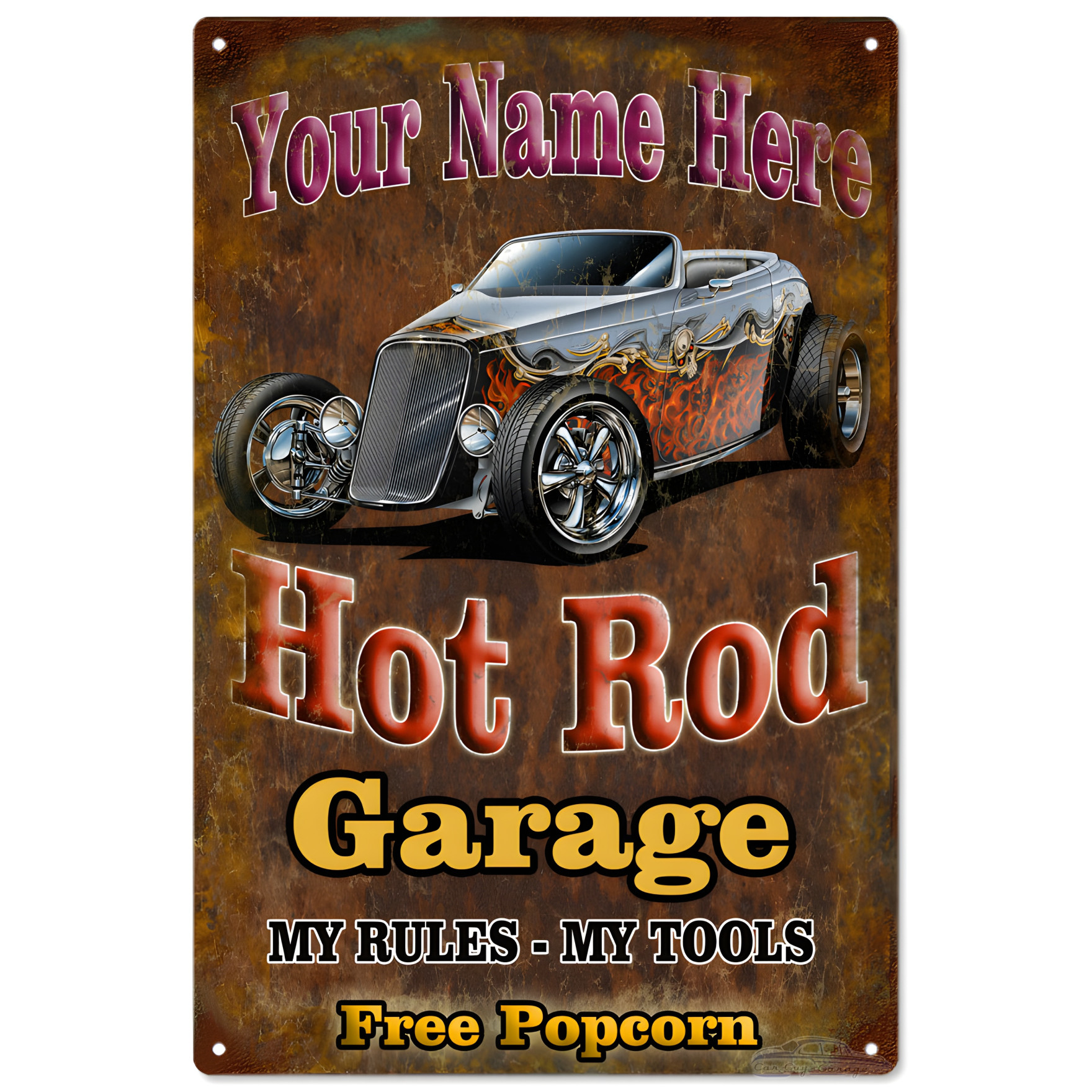 Put Your Name On This Hot Rod Garage My Rules My Tools Metal Sign - 12 ...