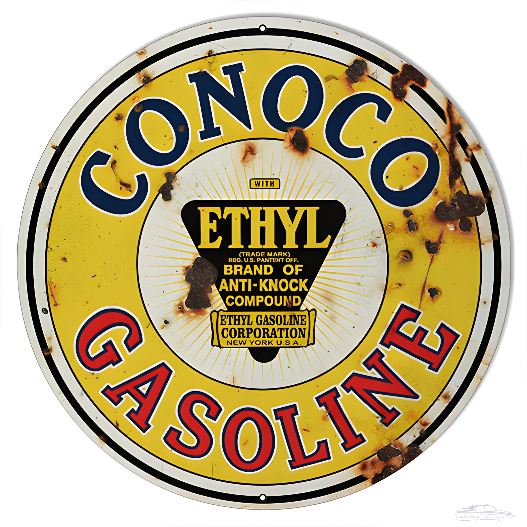 Conoco Gasoline Motor Oil Metal Sign - 18" Round