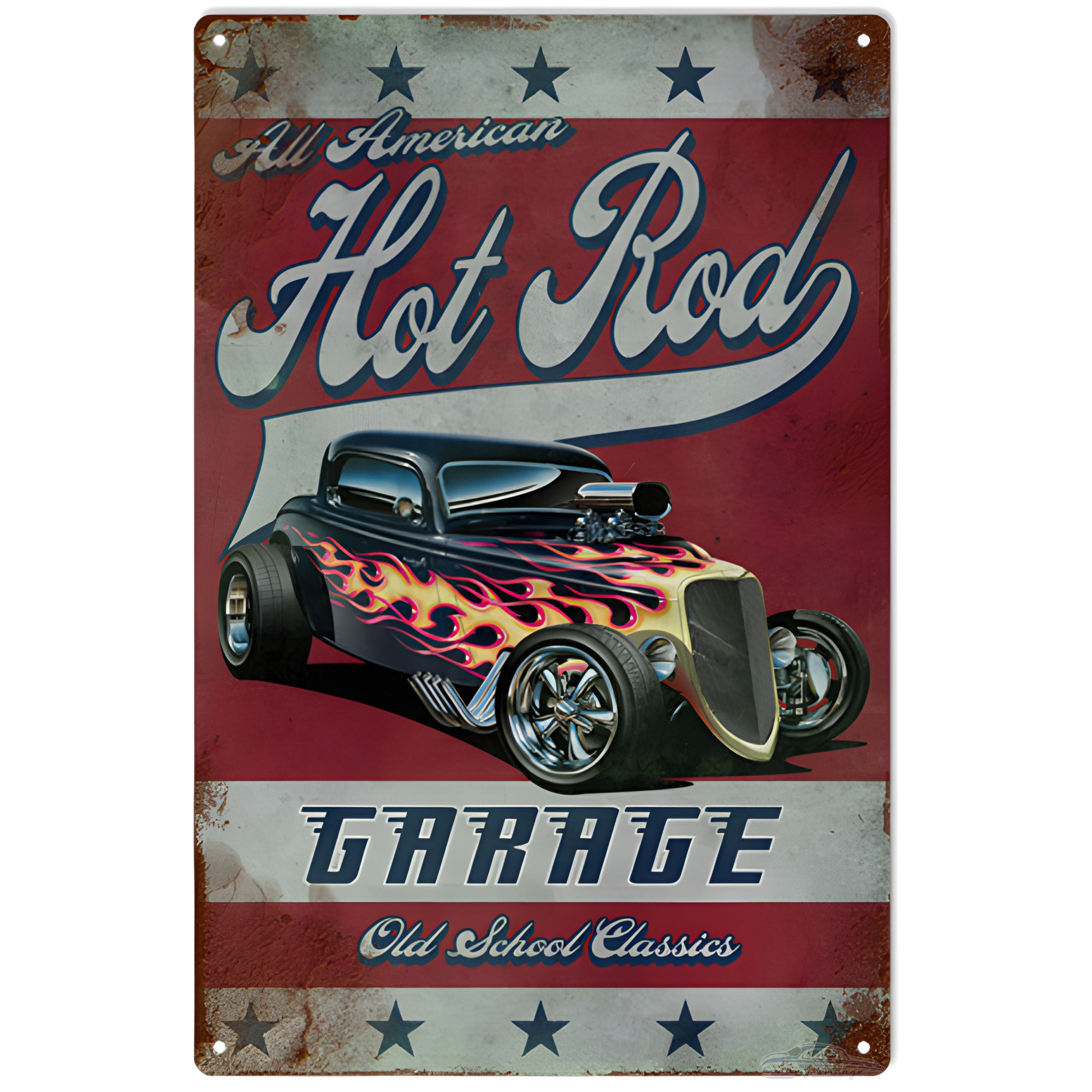 All American Hot Rod Garage Metal Sign - 16" x 24"
