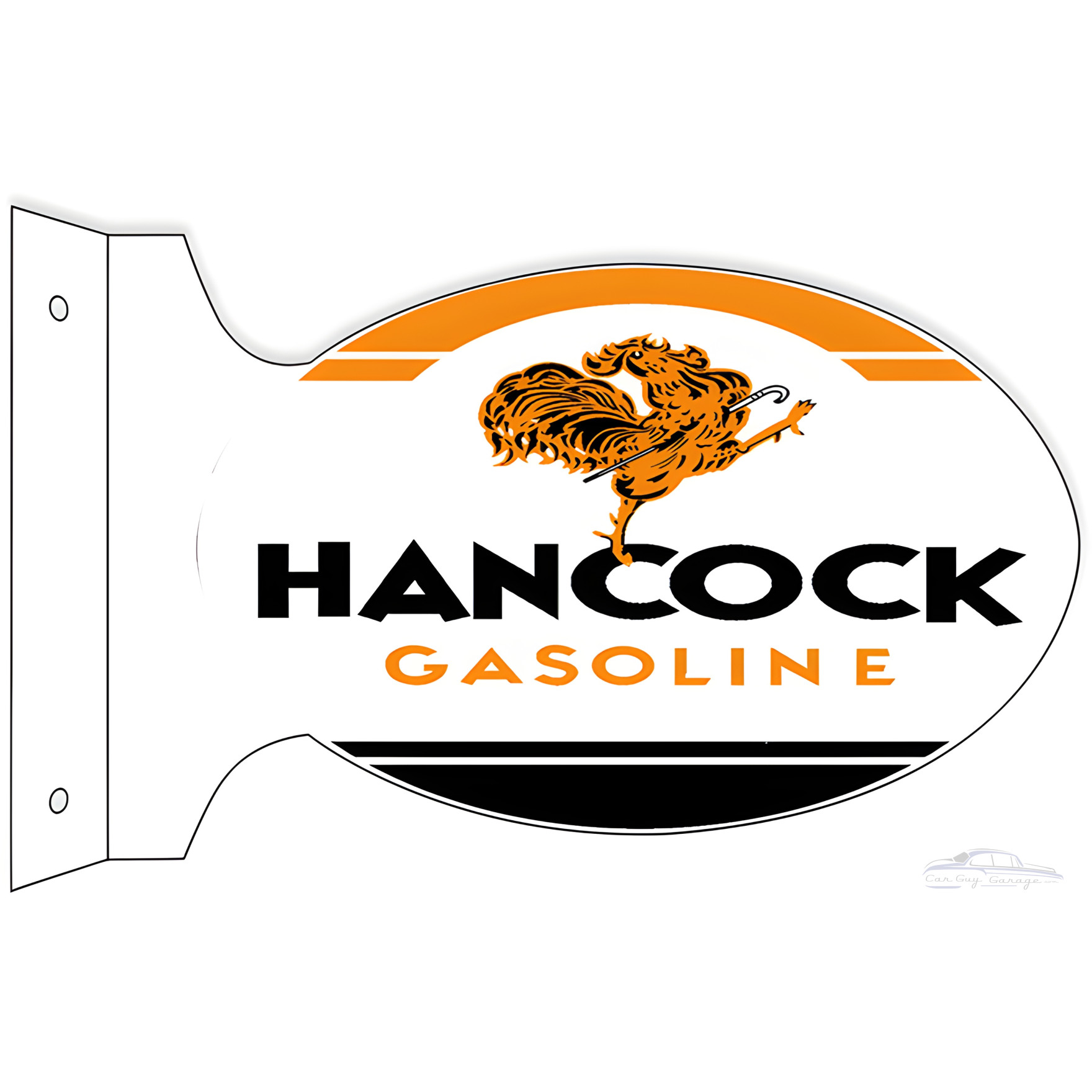 Hancock Gasoline Double Sided Flange Metal Sign - 12" x 18"