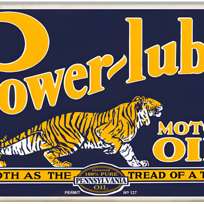 Power Lube Tiger Motor Oil Metal Sign - 12" x 18"