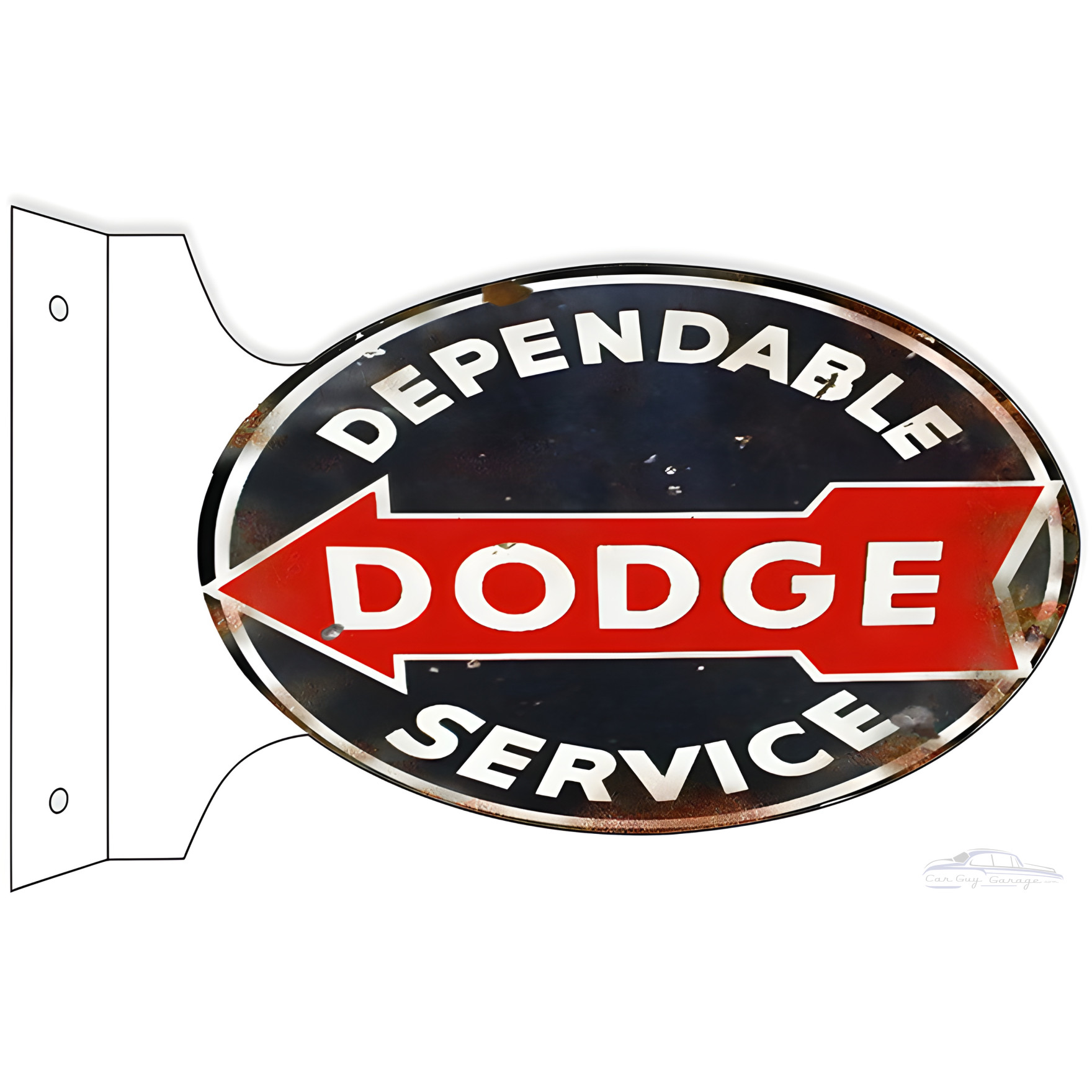 Dependable Dodge Service Double Sided Flange Metal Sign - 12" x 18"