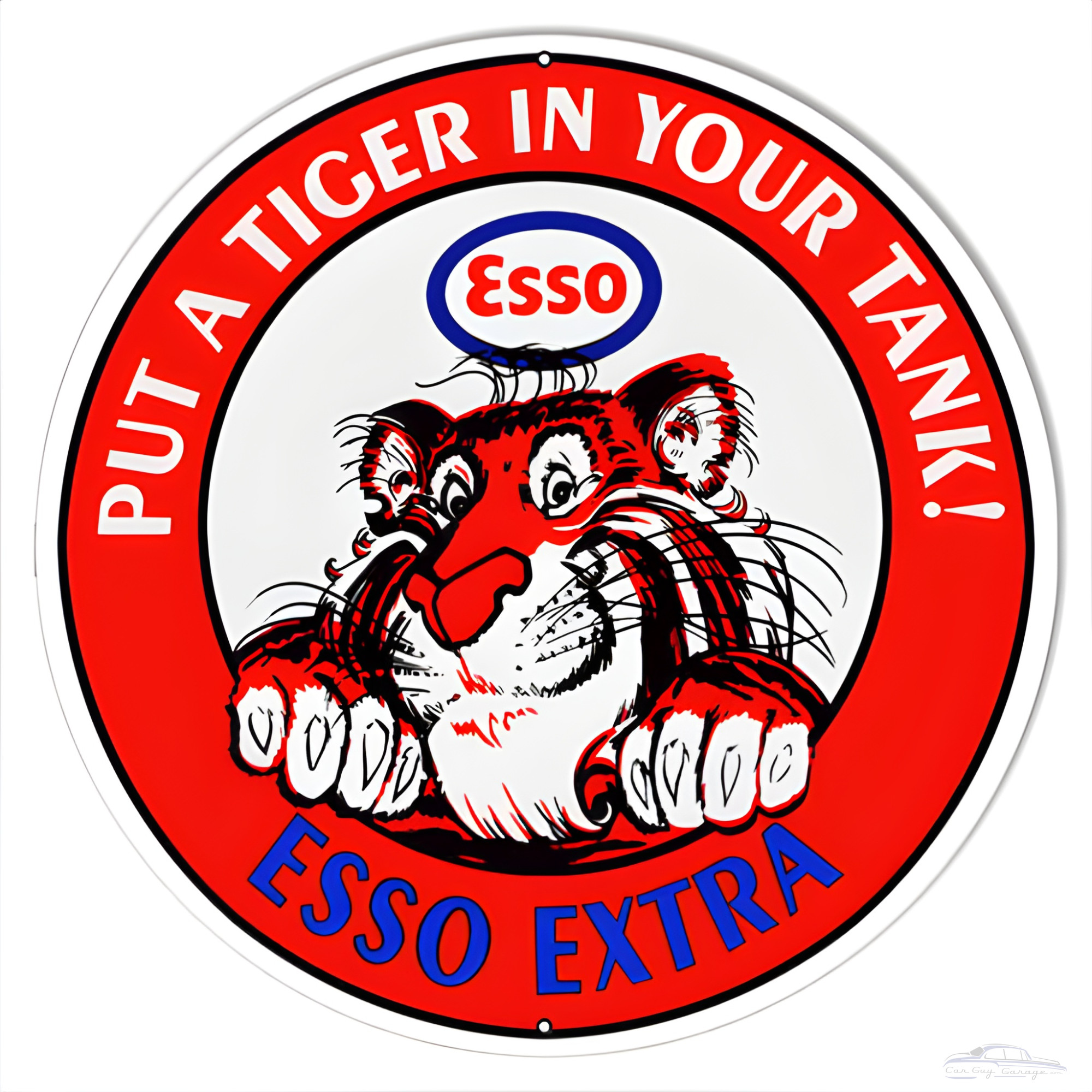 Esso Extra Put A Tiger In Your Tank Metal Sign - 24" Round