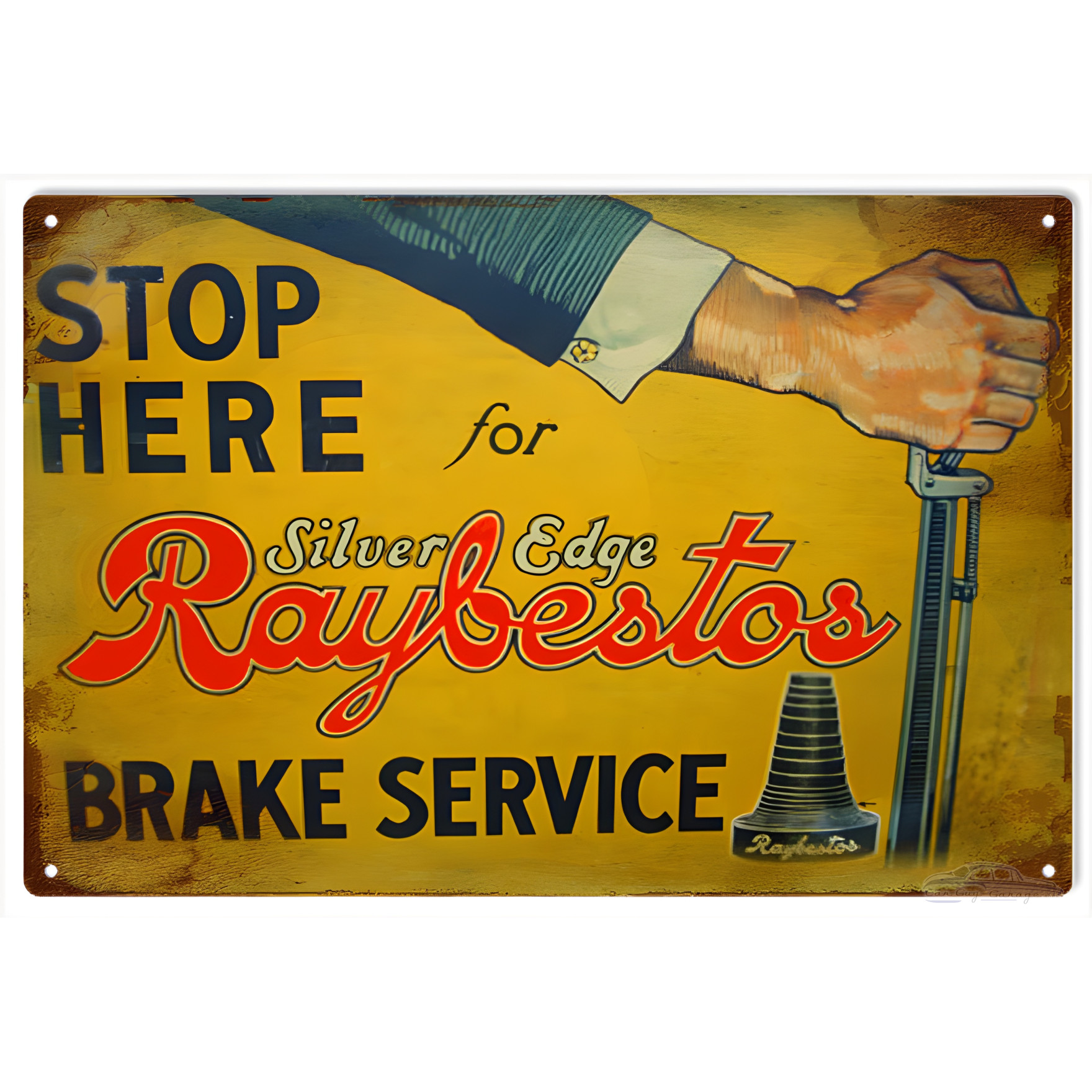 Stop Here Brake Service Metal Sign - 12" x 18"
