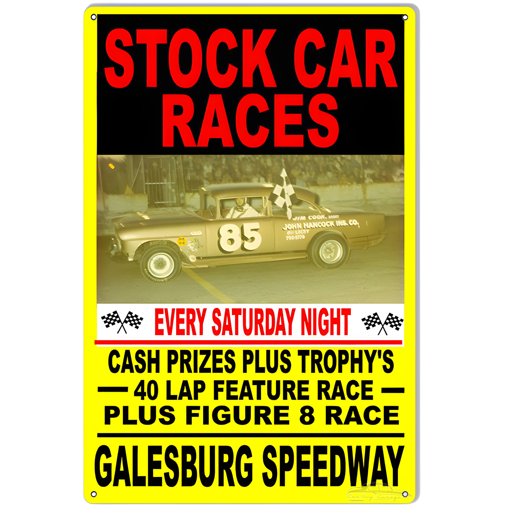 Stock Car Races Galesburg Speedway Metal Sign - 12" x 18"