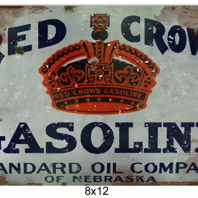Red Crown Gasoline Standard Oil Metal Sign - 8" x 12"
