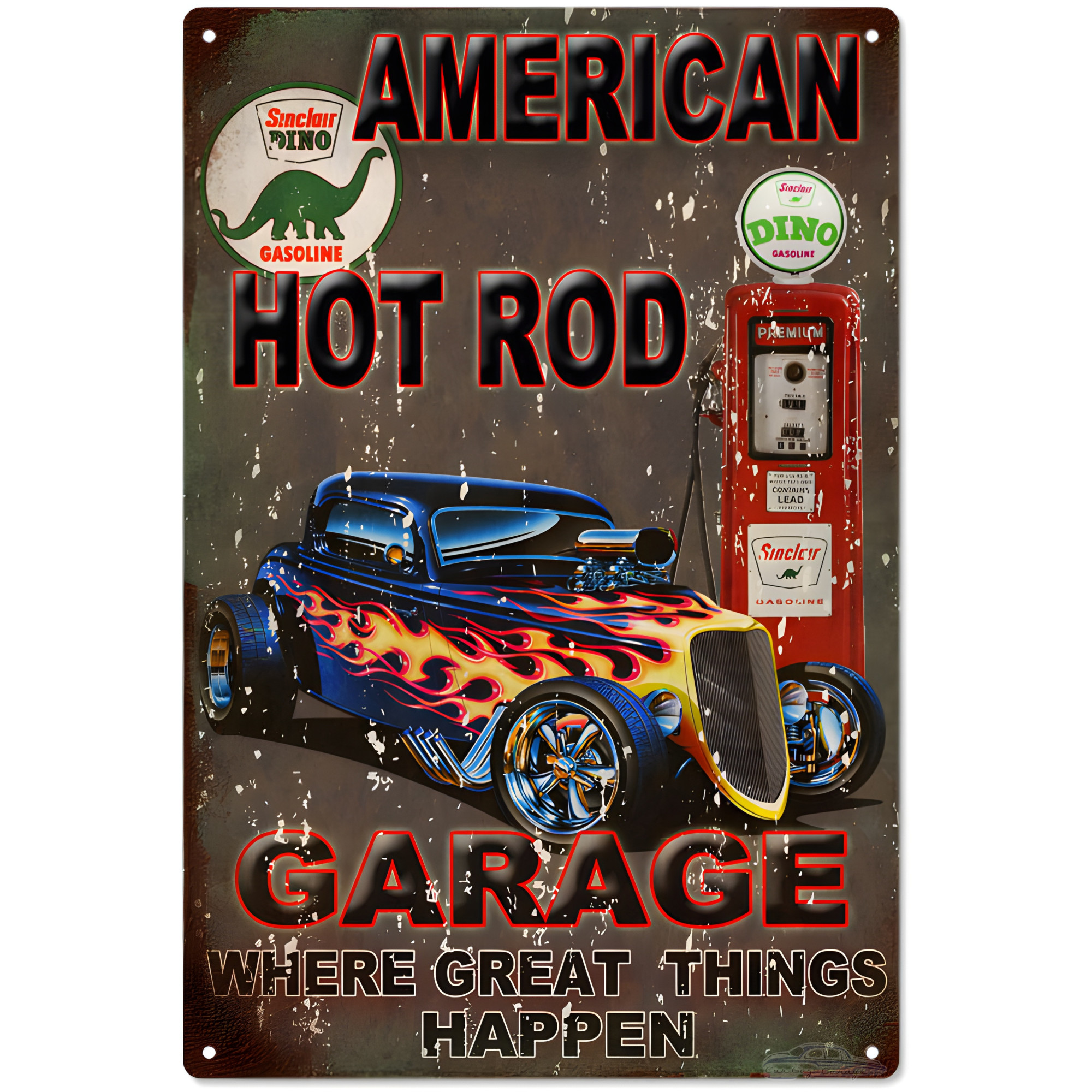 American Hot Rod Sinclair Metal Sign - 12" x 18"