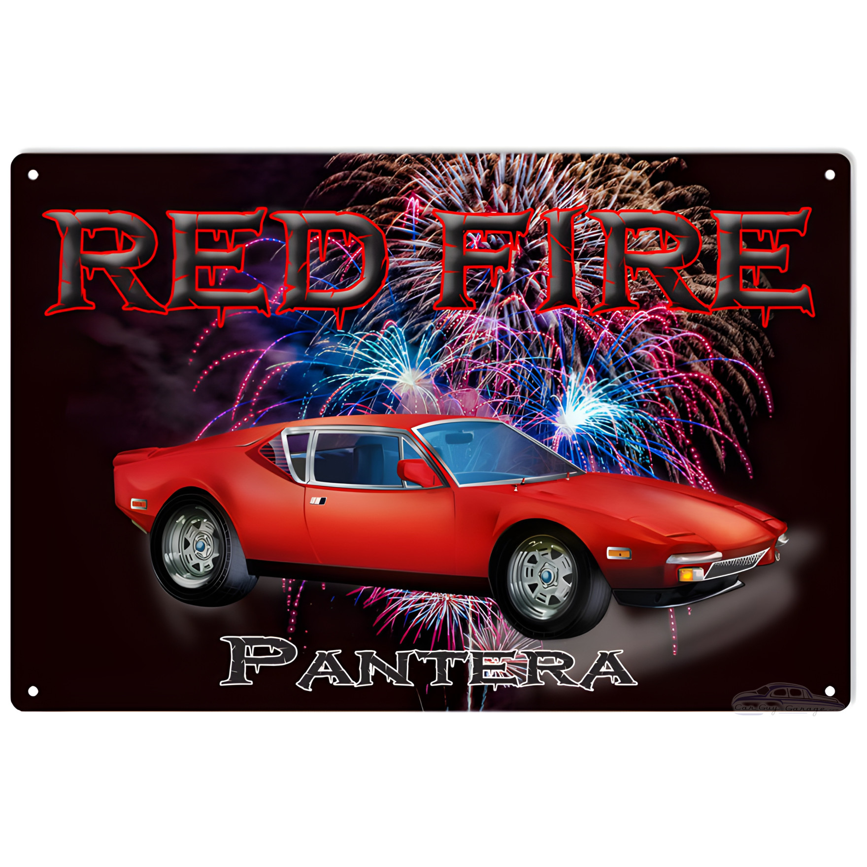 Red Fire Pantera Hot Rod Garage Metal Sign - 12" x 18"