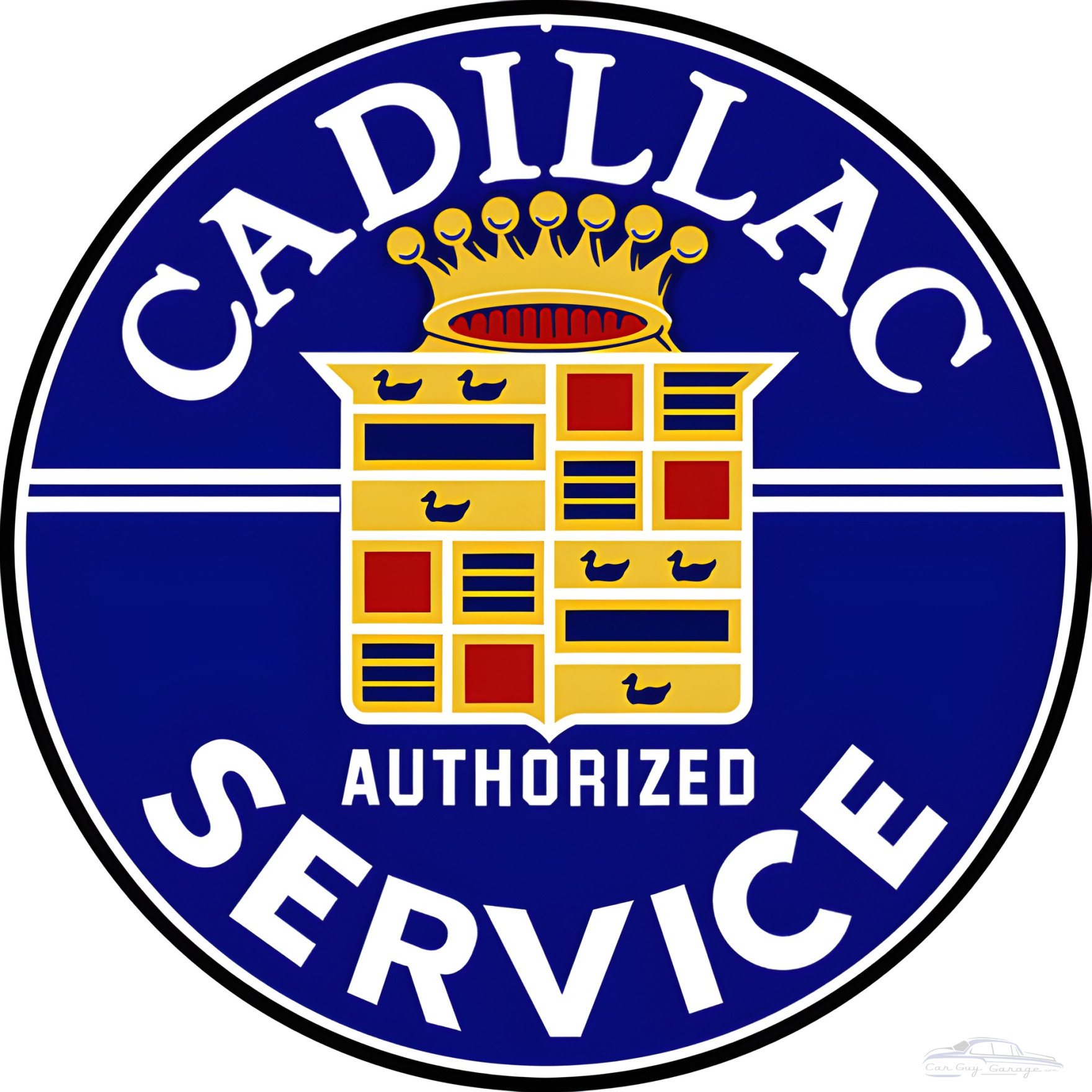 Cadillac Service Authorized Dealer Metal Sign - 14" Round