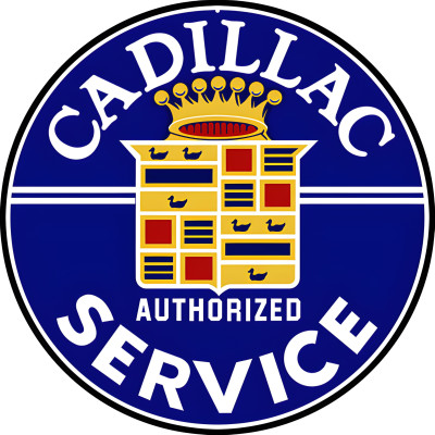 Cadillac Service Authorized Dealer Metal Sign - 14" Round