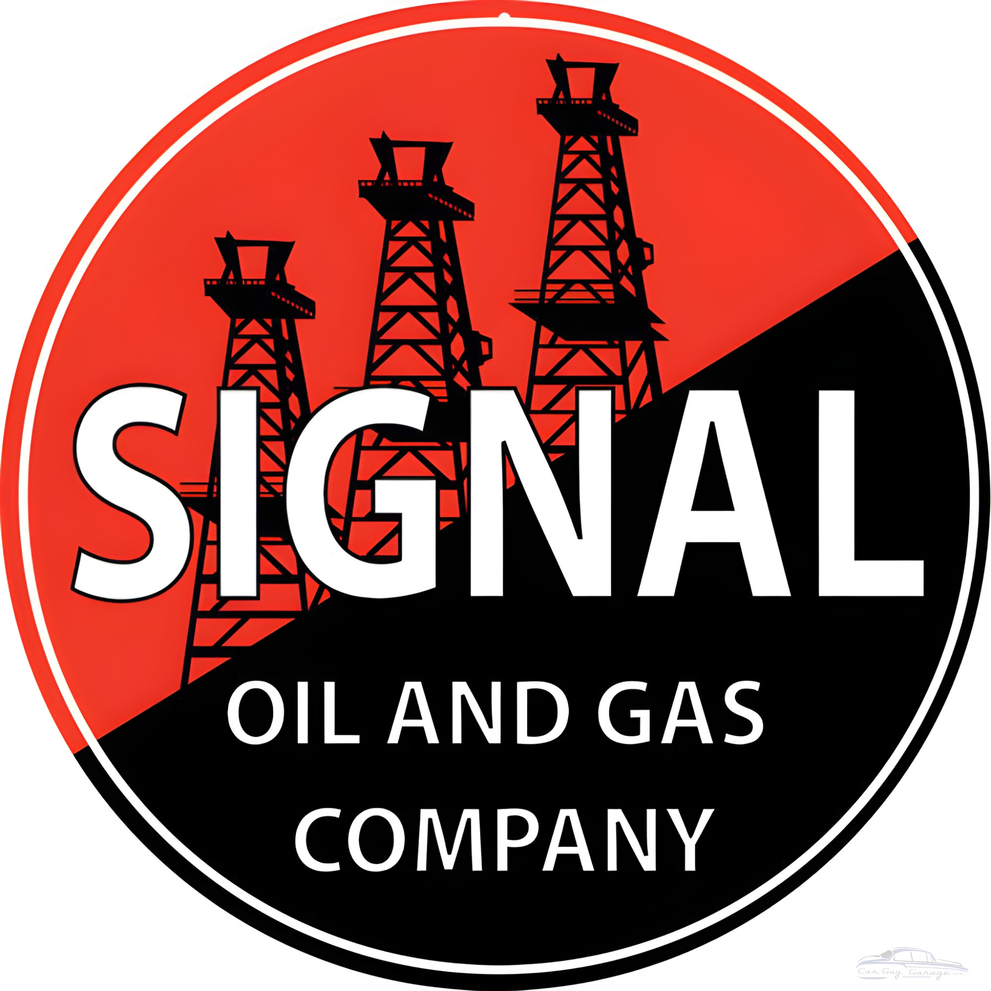 Round Signal Gas Motor Oil And Gasoline Metal Sign - 14" Round
