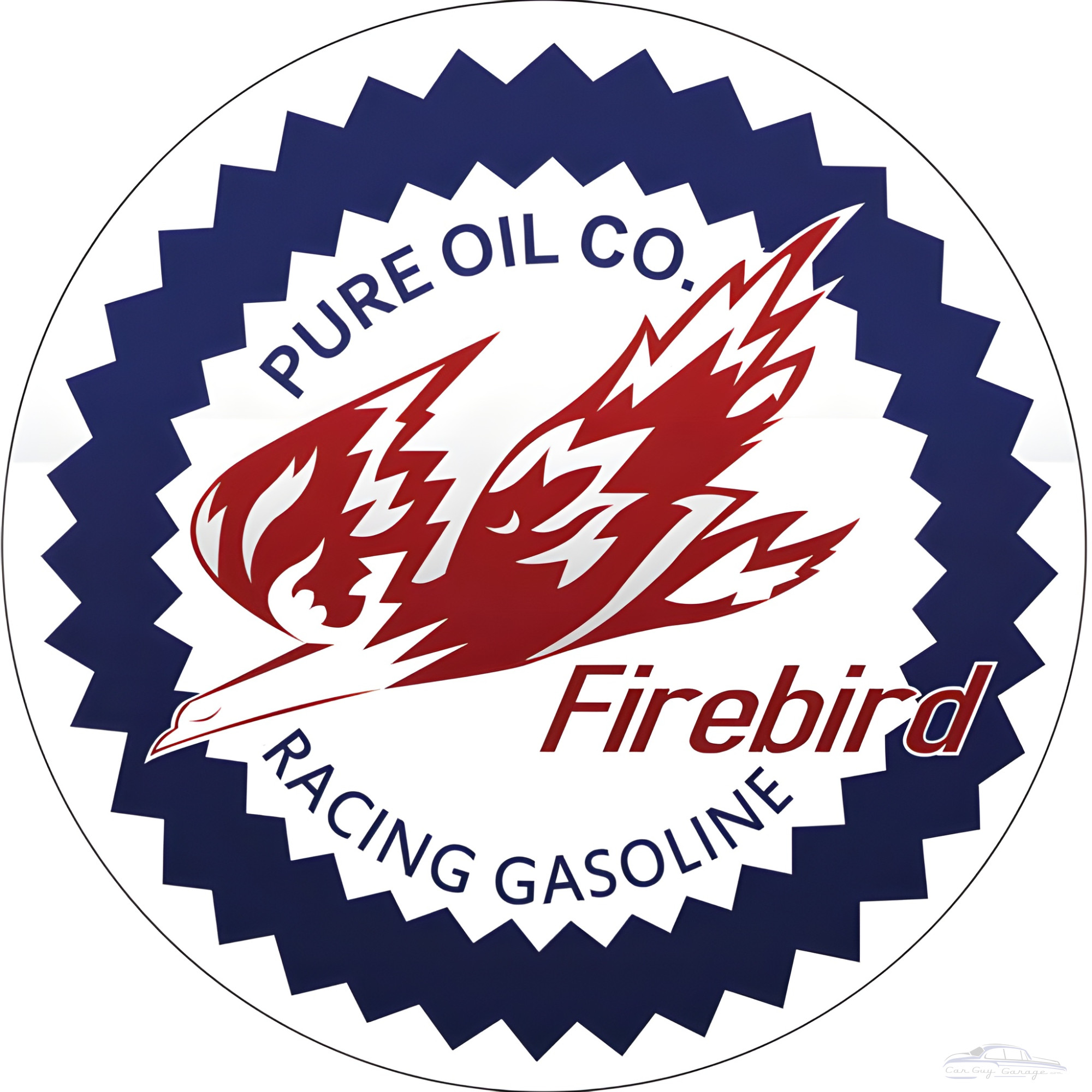 Pure Oil Co. Firebird Racing Gasoline Metal Sign - 14" Round