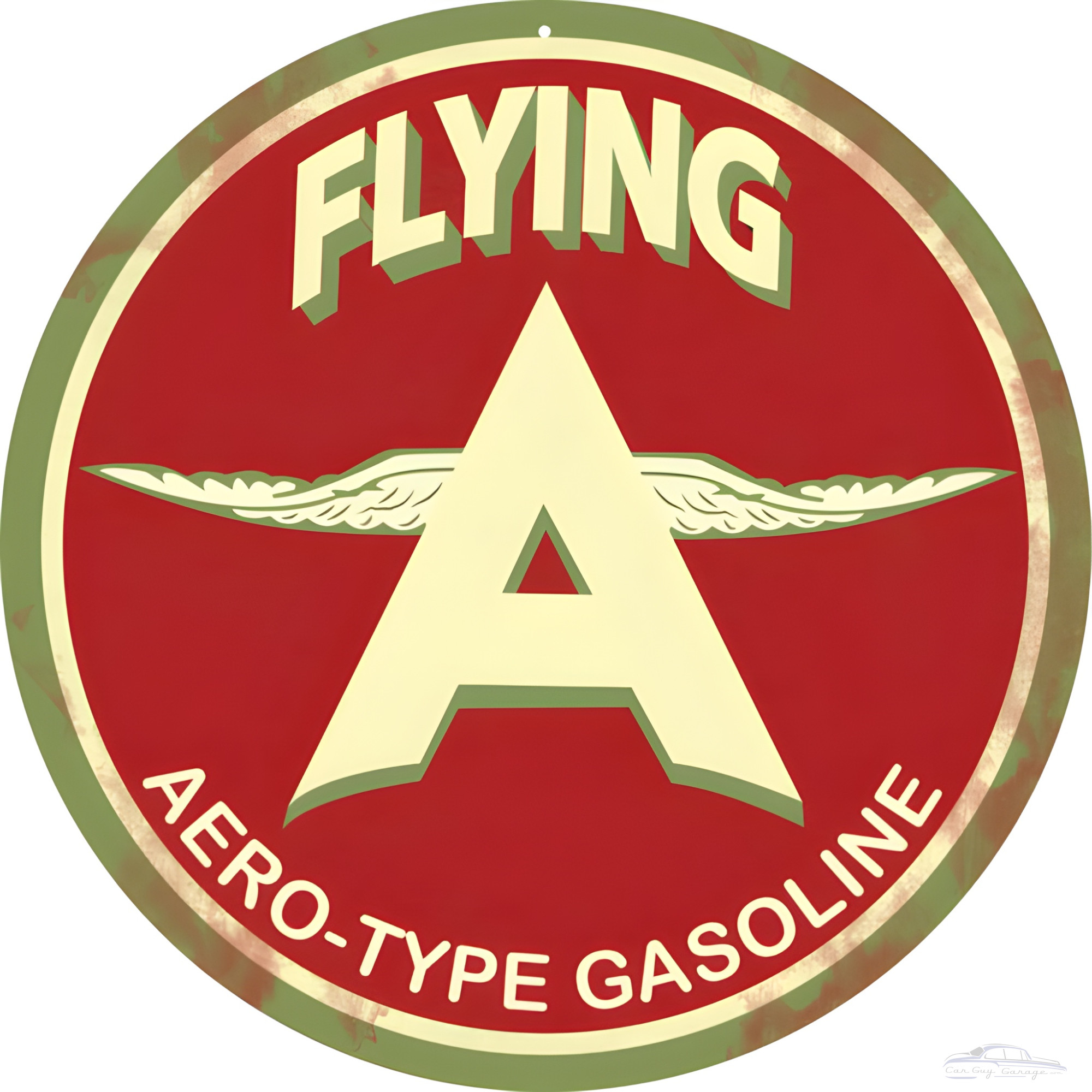 Flying A Aero-Type Gasoline Metal Sign - 14" Round