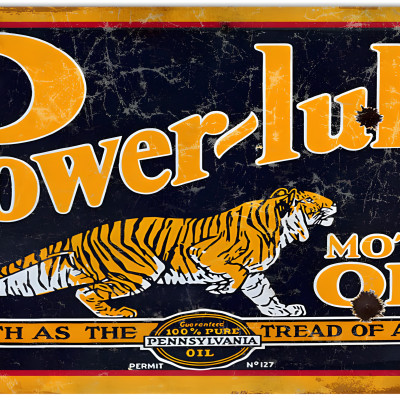 Power Lube Motor Oil Pennsylvania Metal Sign - 8" x 14"