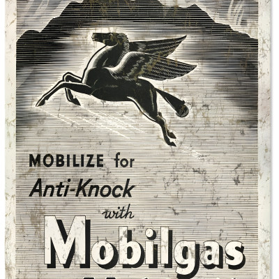 Mobilgas Mobiloil Anti-Knock Metal Sign - 8" x 14"