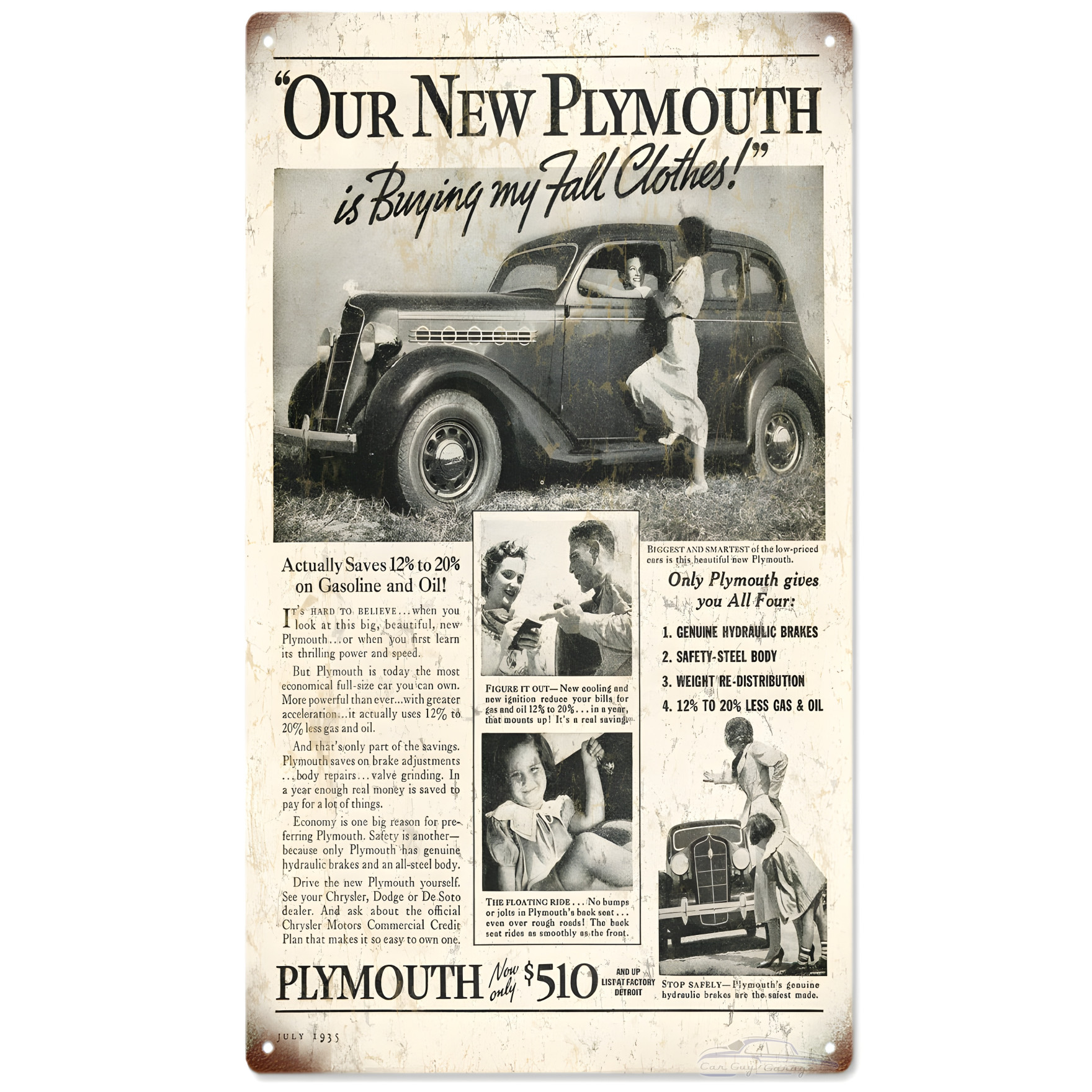 Our New Plymouth Advertisement Metal Sign - 8" x 14"