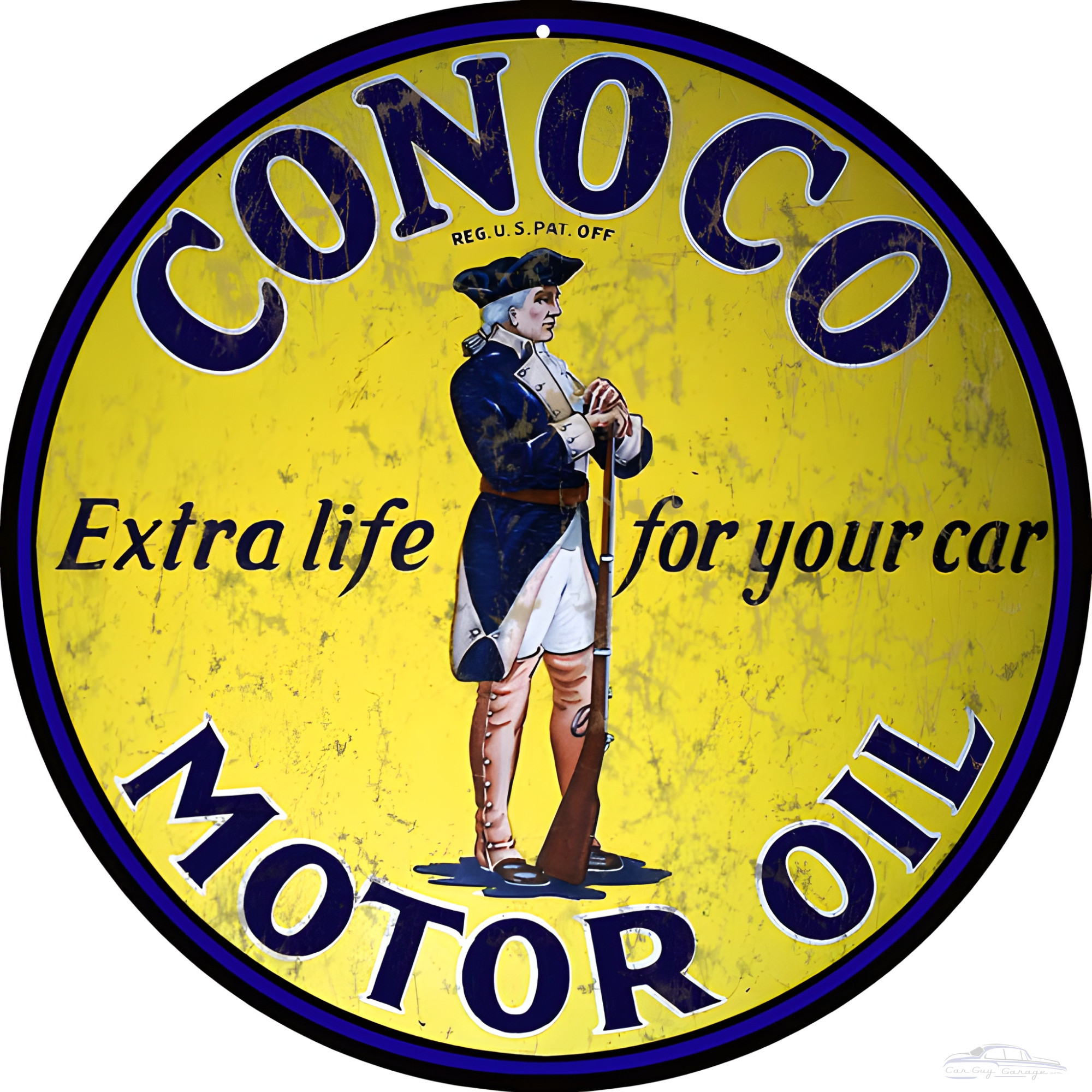Conoco Motor Oil Extra Life For Your Car Metal Sign - 14" Round