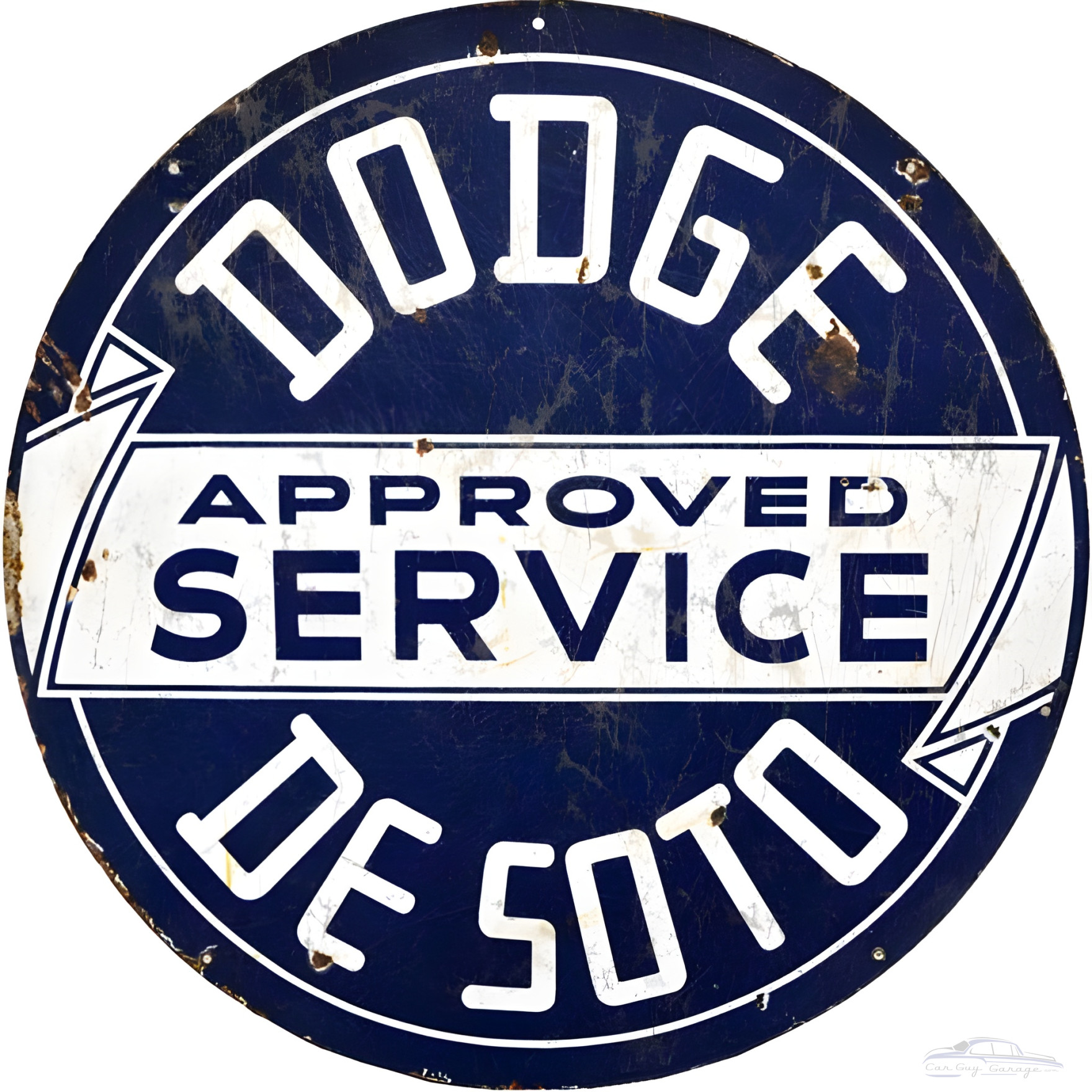 Dodge De Soto Approved Service Metal Sign - 14" Round