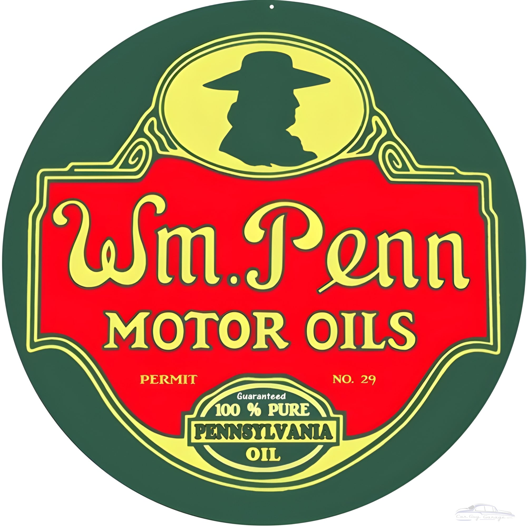 WM Penn Motor Oils Metal Sign - 14" Round