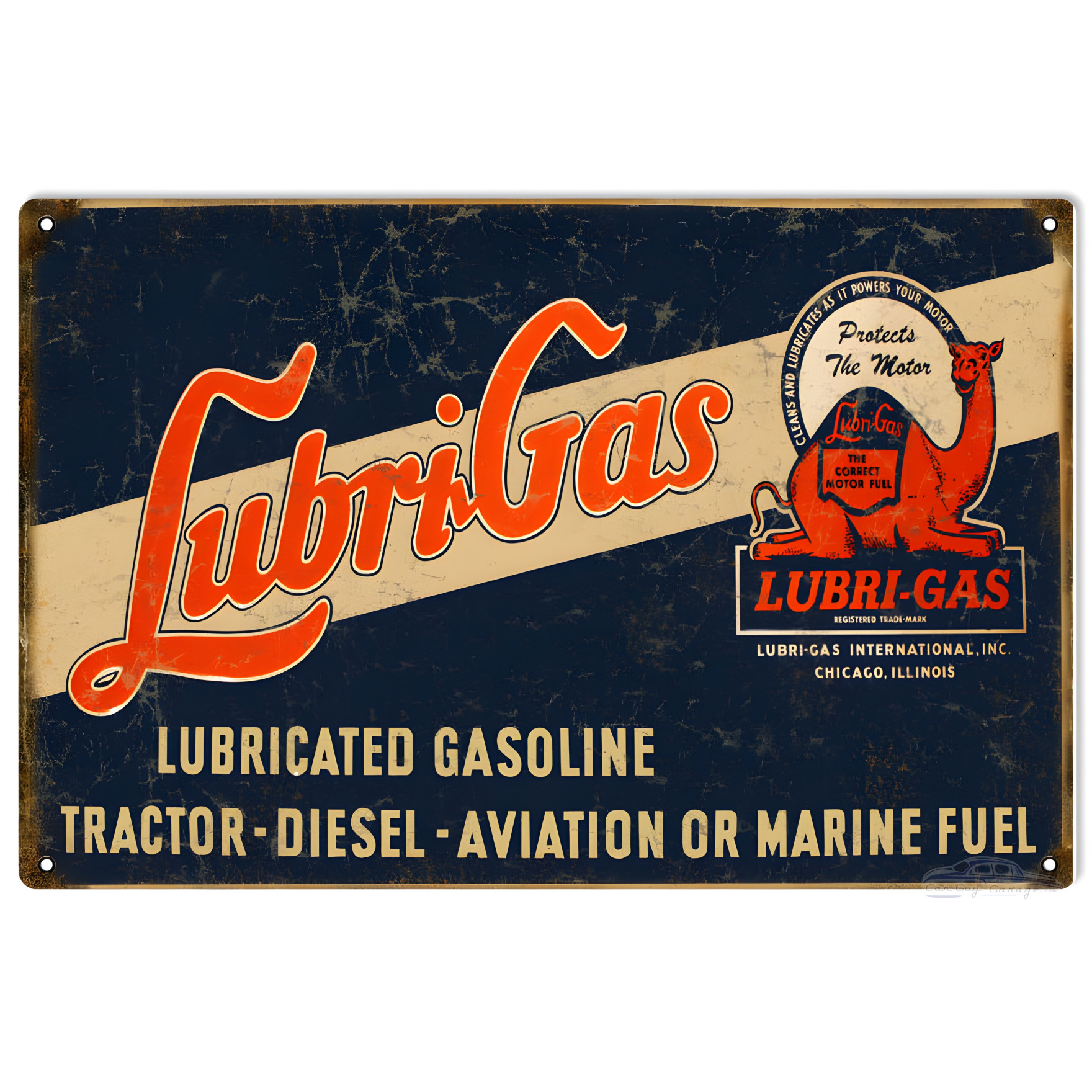 Lubri Gas Lubricated Gasoline Metal Sign - 12" x 18"
