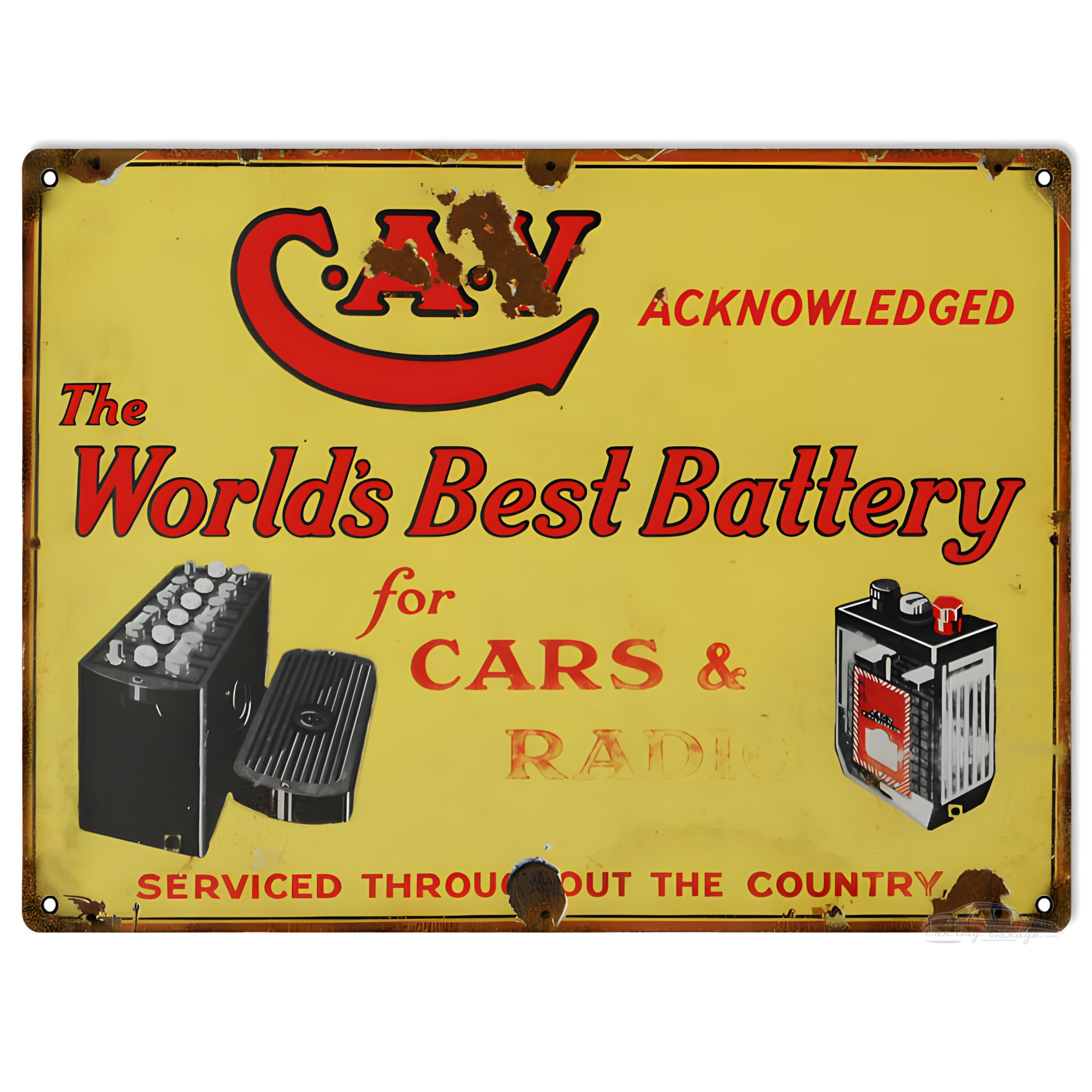 CAV Worlds Best Battery Metal Sign - 9" x 12"