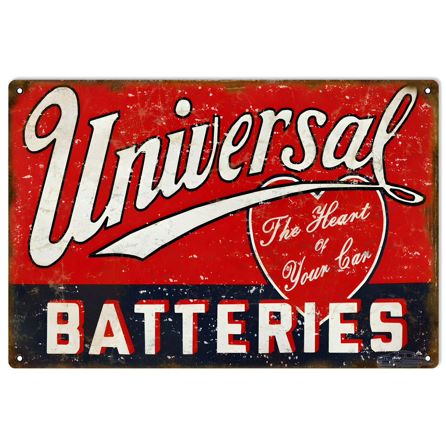 Universal Batteries The Heart Of Your Car Metal Sign - 12" x 18"