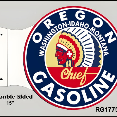 Chief Gasoline Flange Metal Sign - 15" x 17.5"