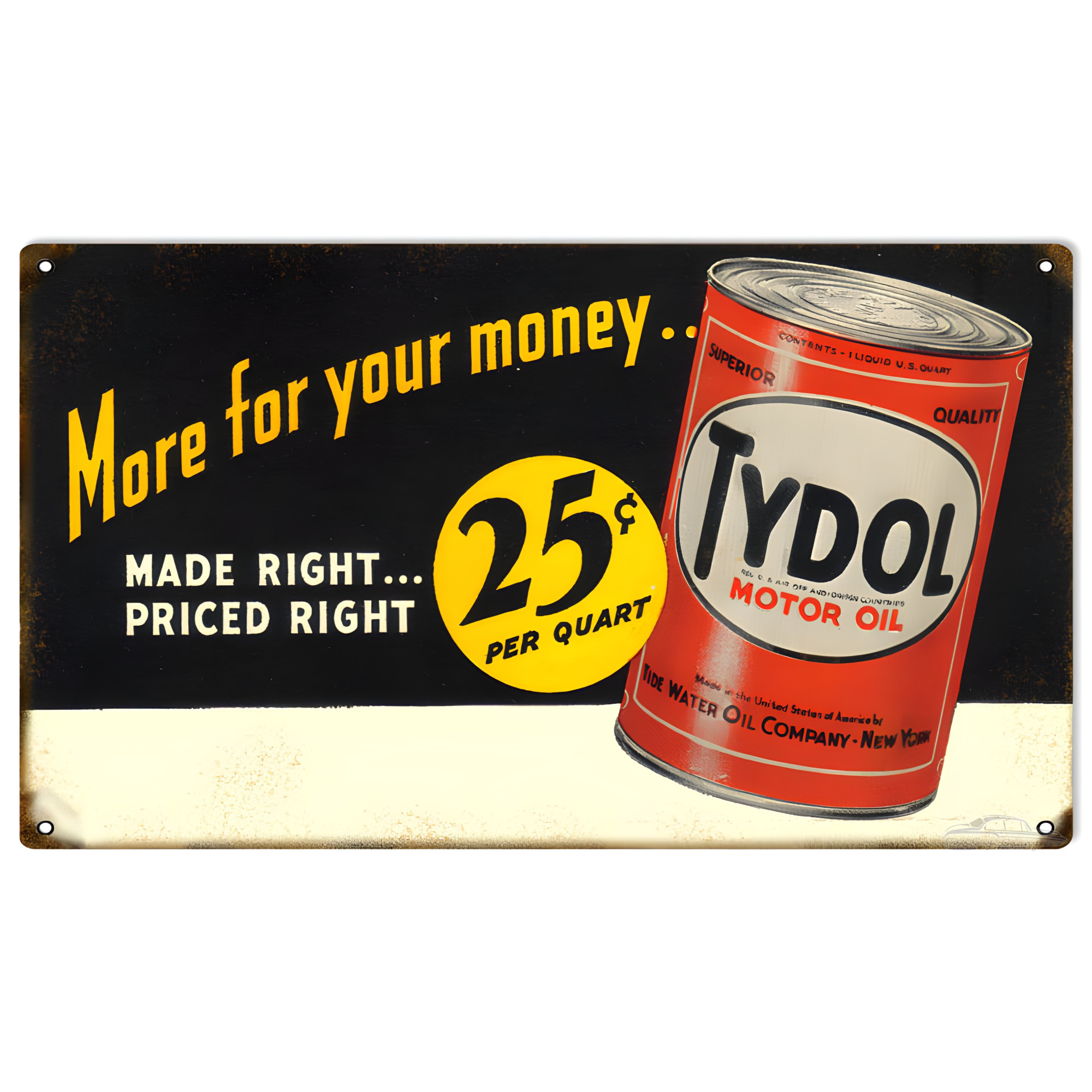 Tydol More For Your Money Motor Oil Metal Sign - 8" x 14"
