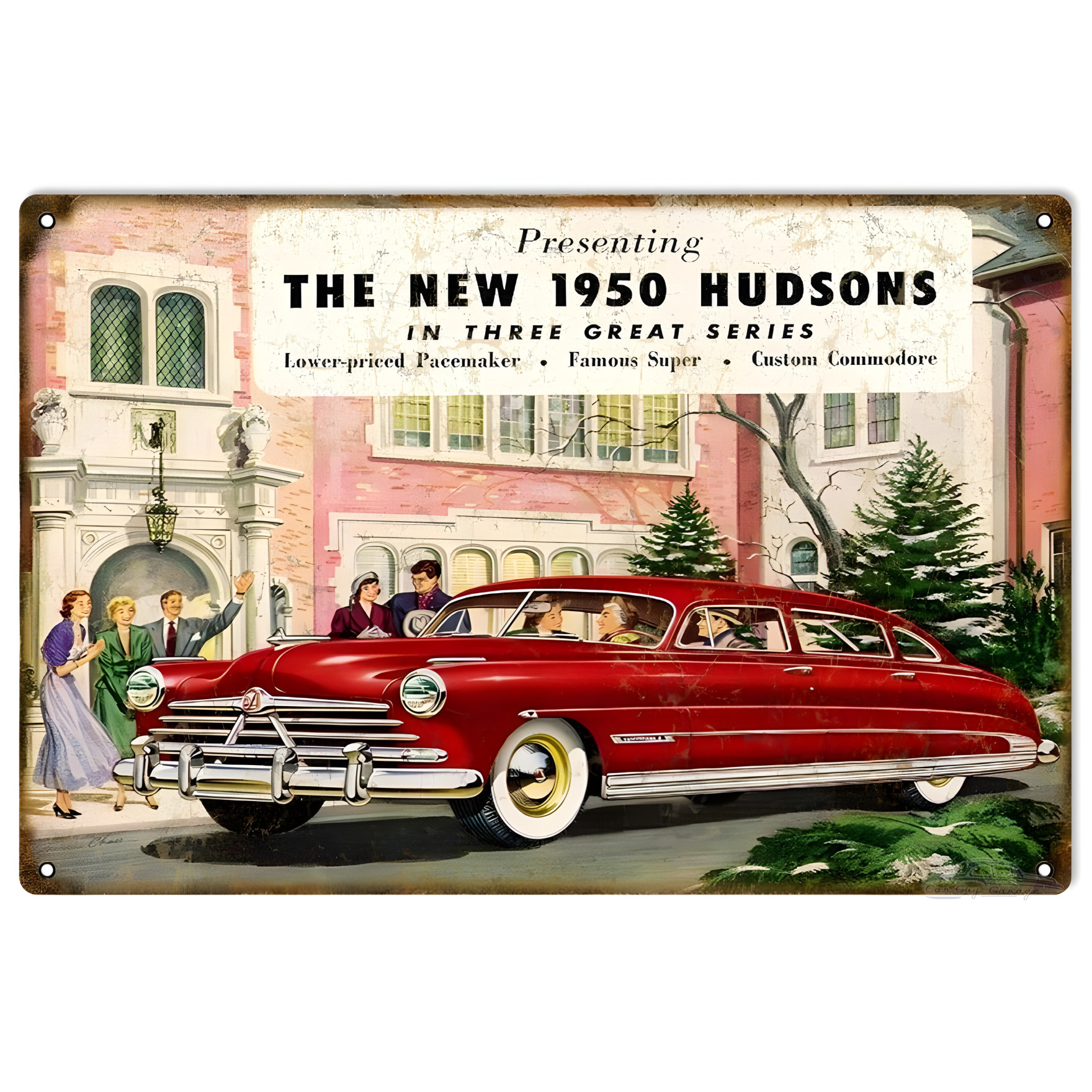 1950 Hudsons Automobile Metal Sign - 12" x 18"
