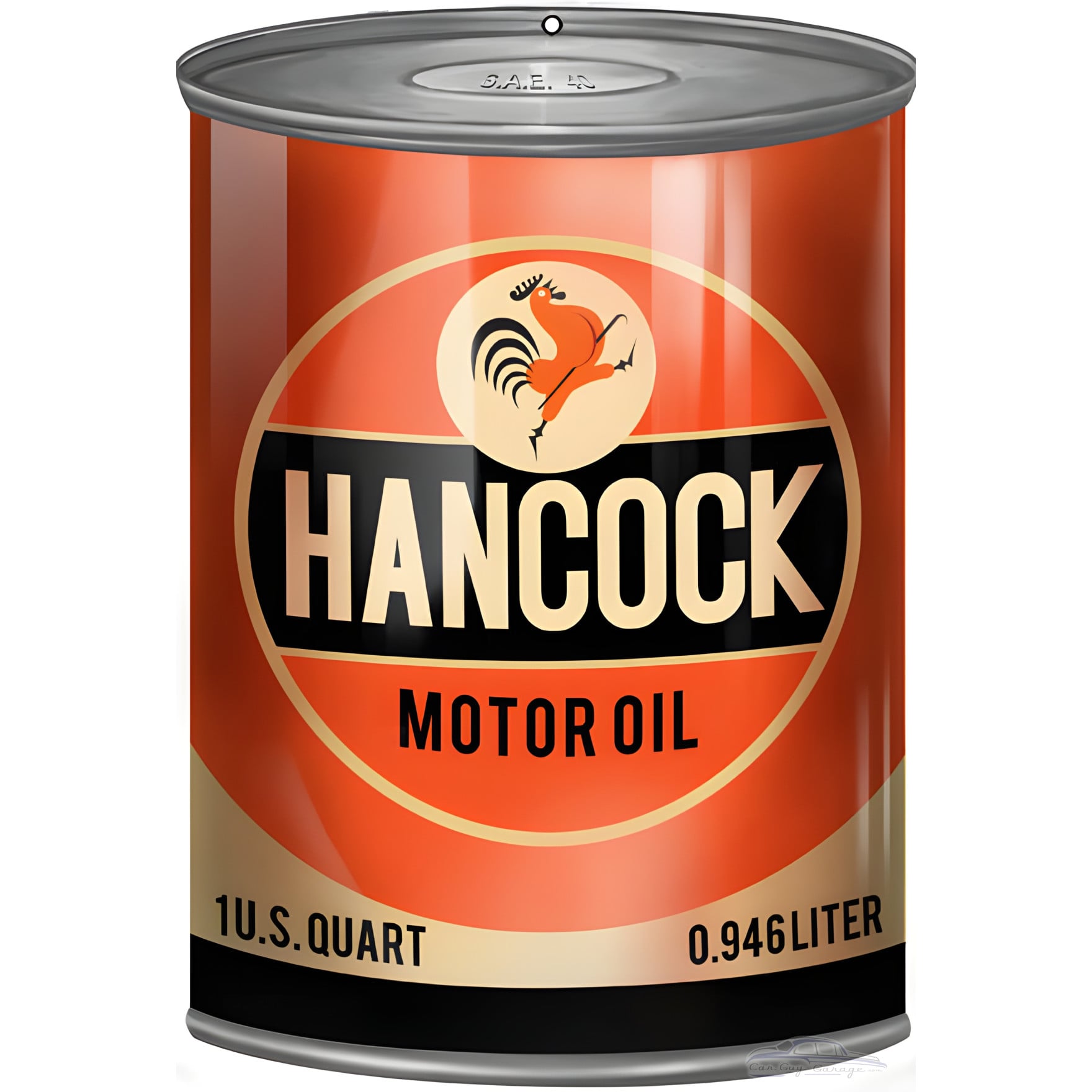 Hancock Motor Oil Can Cutout Metal Sign - 7.25" x 10.5"