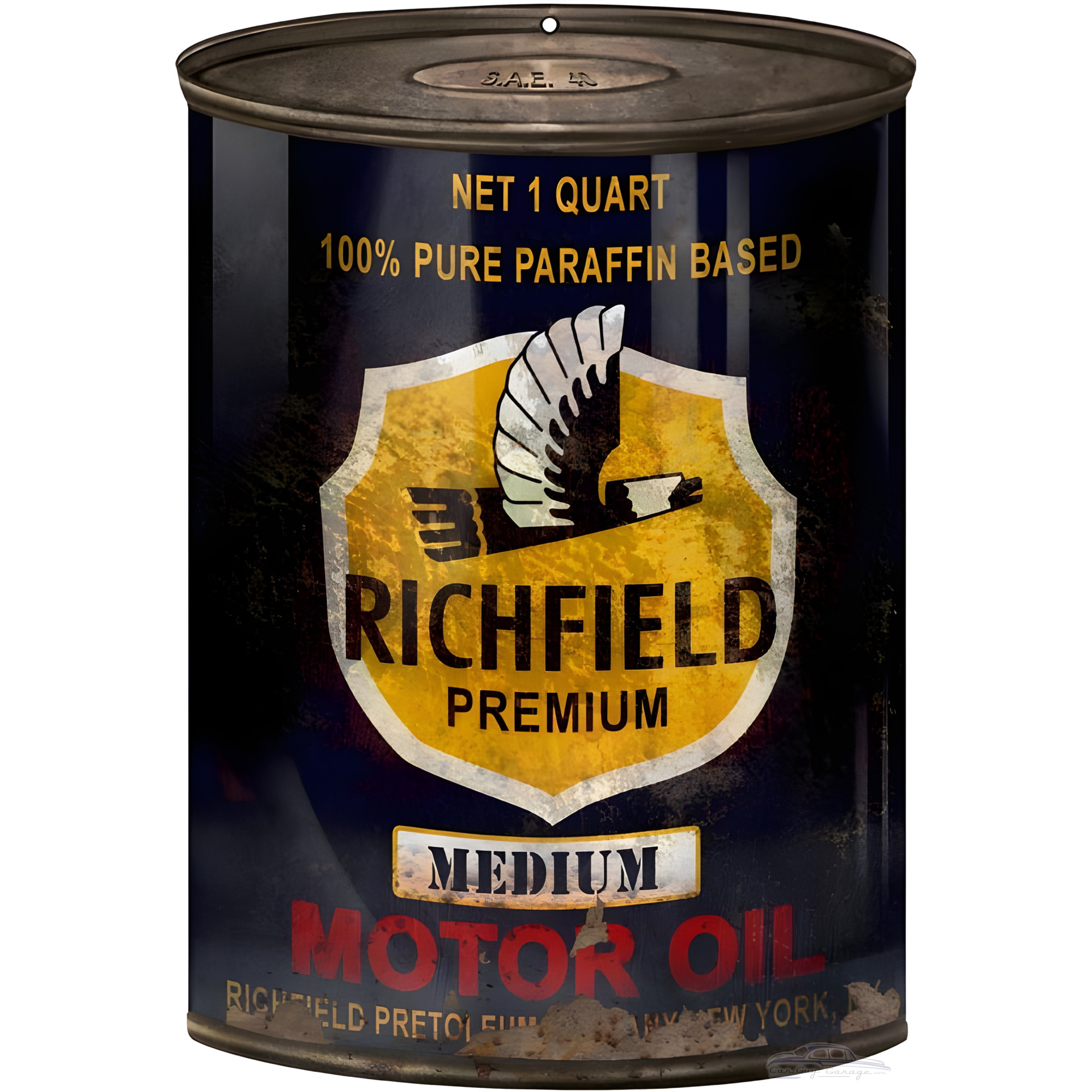 Richfield Premium Medium Motor Oil Can Cutout Metal Sign - 7.25" x 10.5"