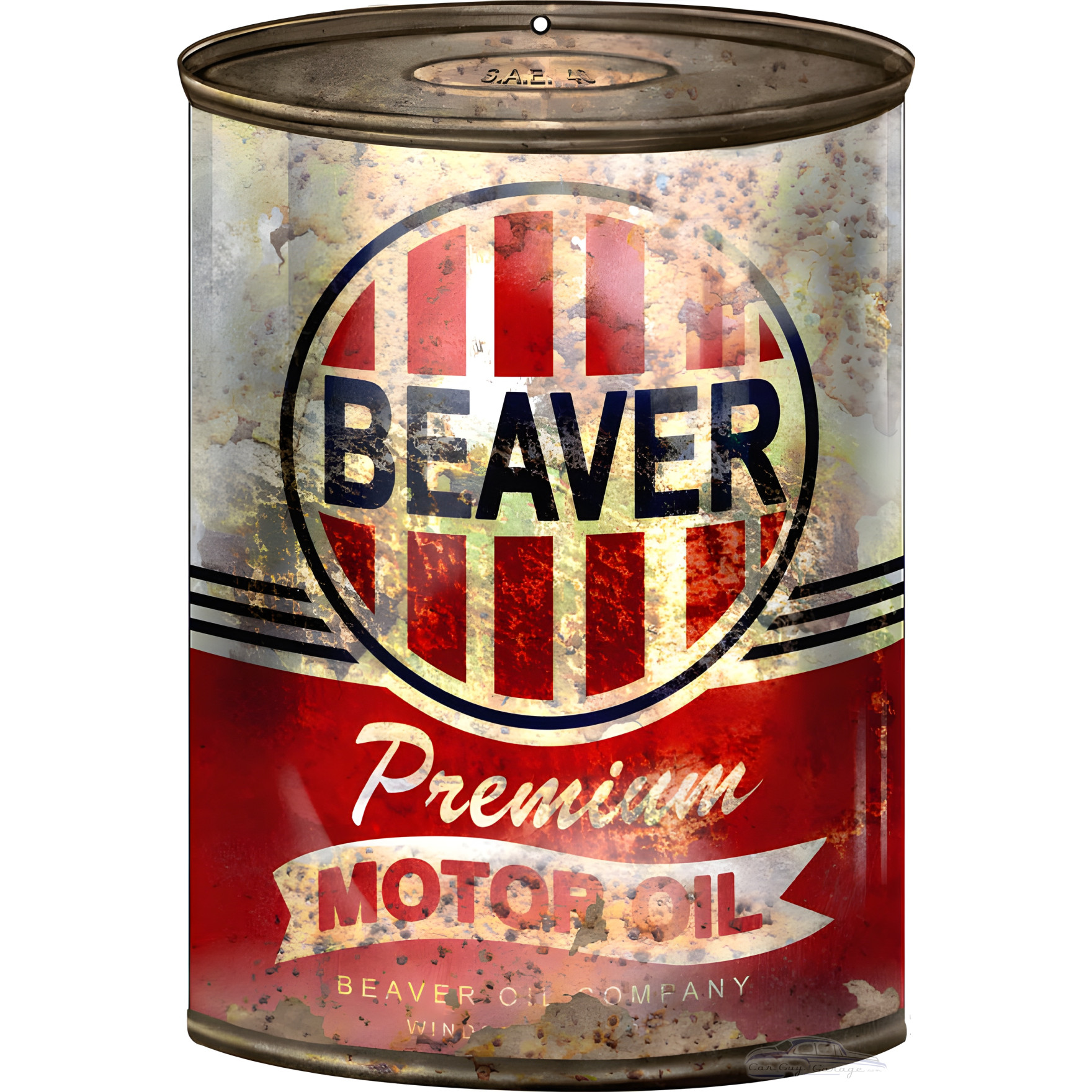 Beaver Premium Motor Oil Can Cutout Metal Sign - 7.25" x 10.5"
