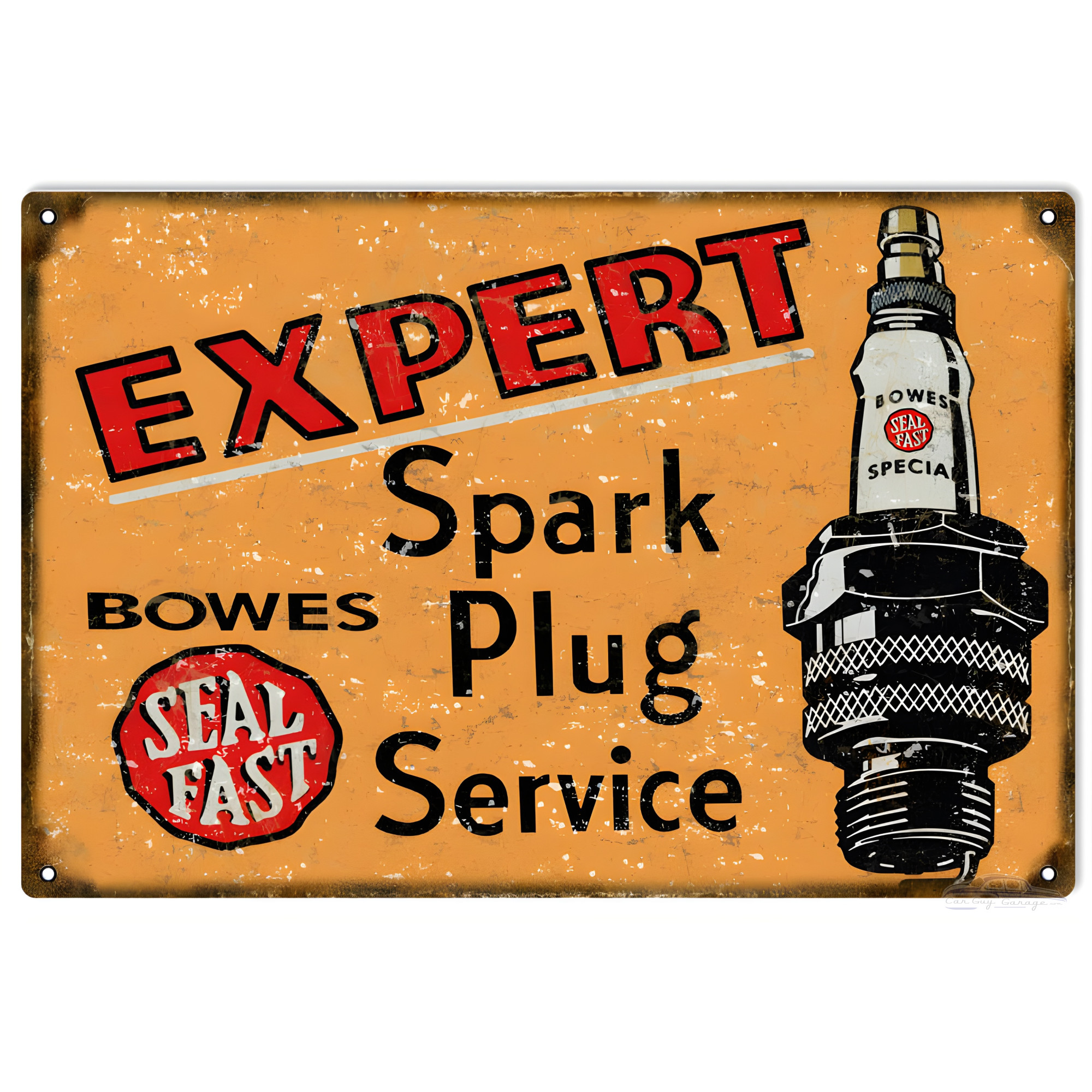 Bowes Expert Spark Plug Service Metal Sign - 12" x 18"