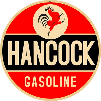 Hancock Gasoline Metal Sign - 18" Round