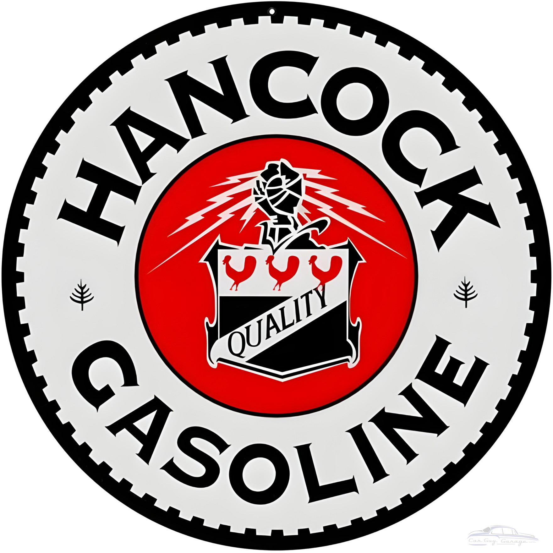 Hancock Quality Gasoline Metal Sign - 14" Round