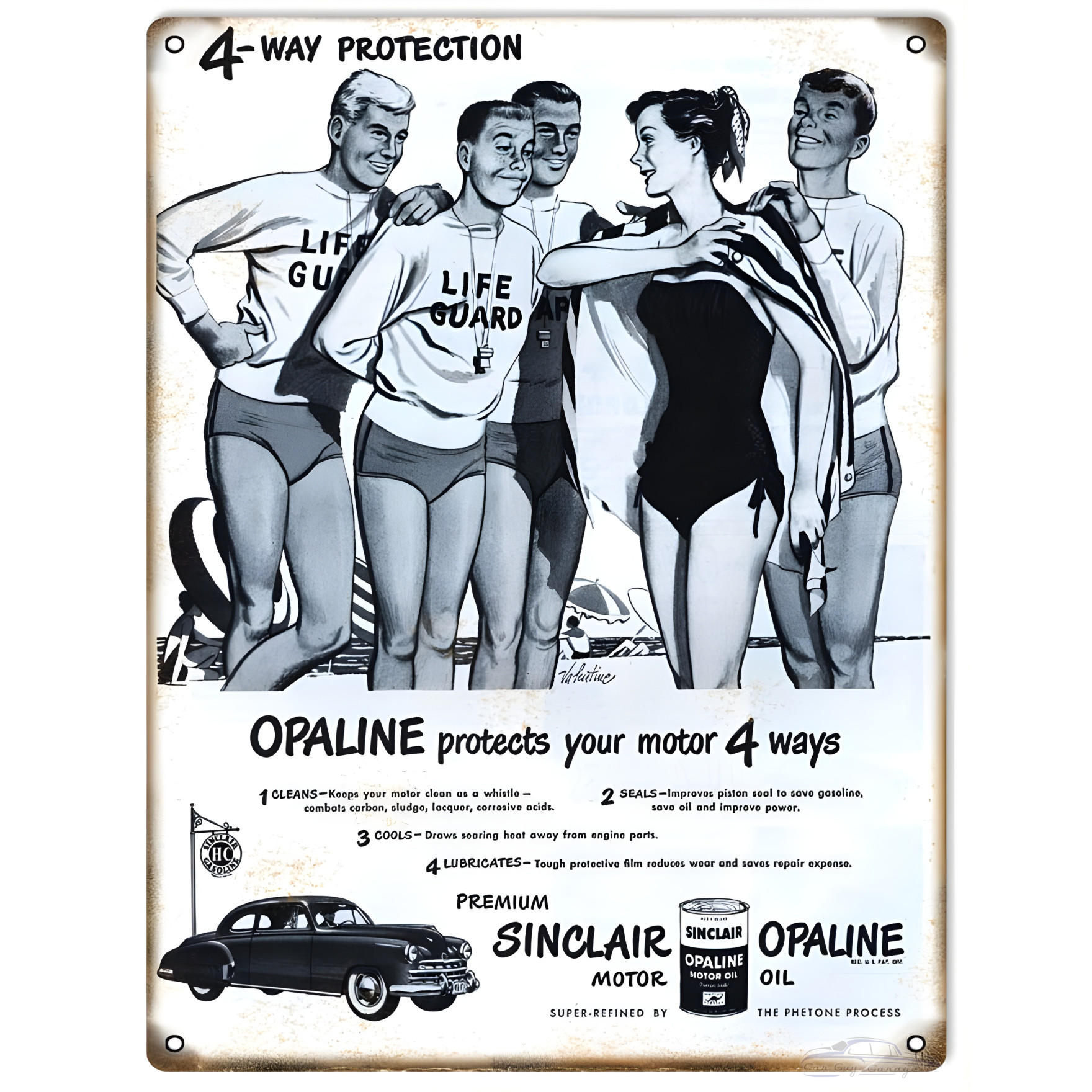 Sinclair Opaline 4 Way Protection Metal Sign - 9" x 12"