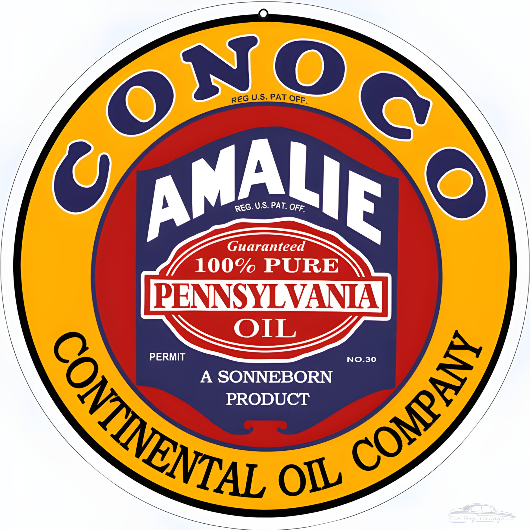 Conoco Amalie Continental Oil Company Metal Sign - 18" Round