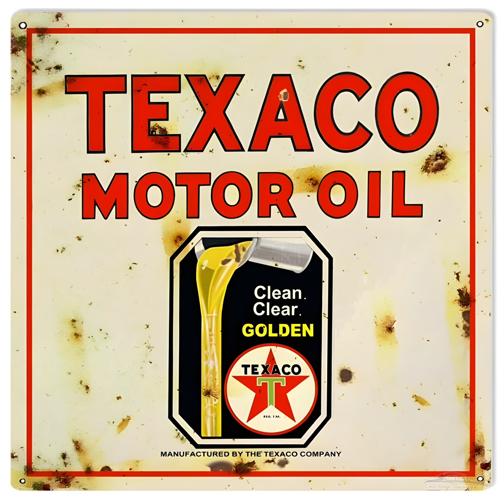 Texaco Golden Motor Oil Metal Sign - 16" x 16"