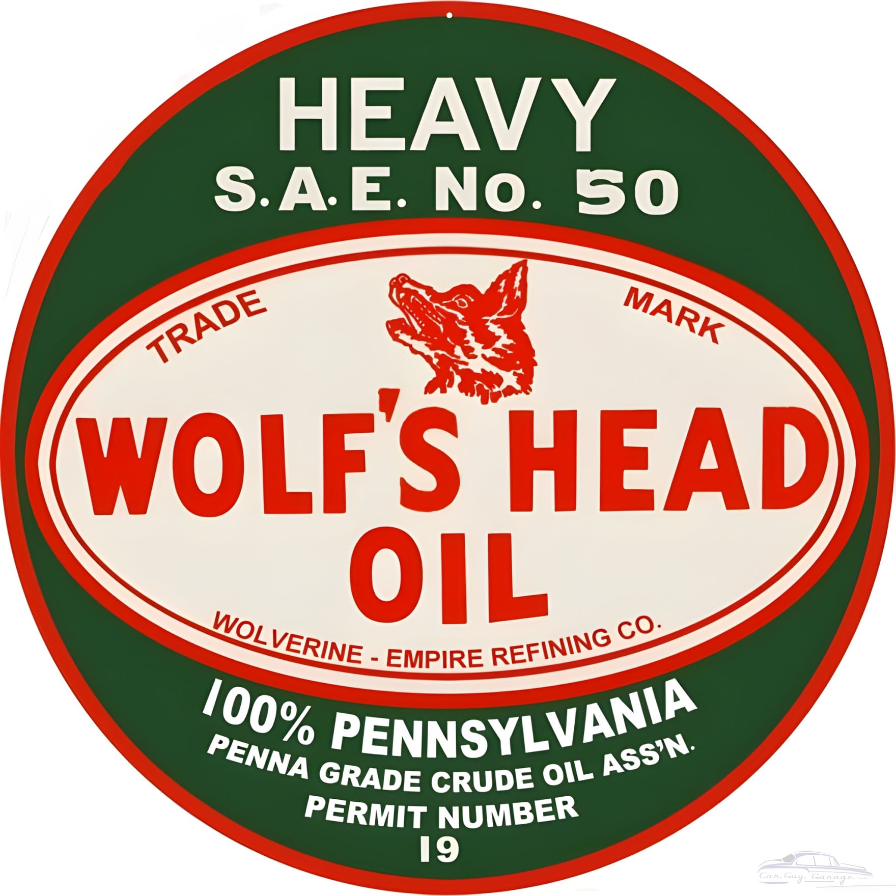 Wolf's Head Oil Metal Sign - 30" Round