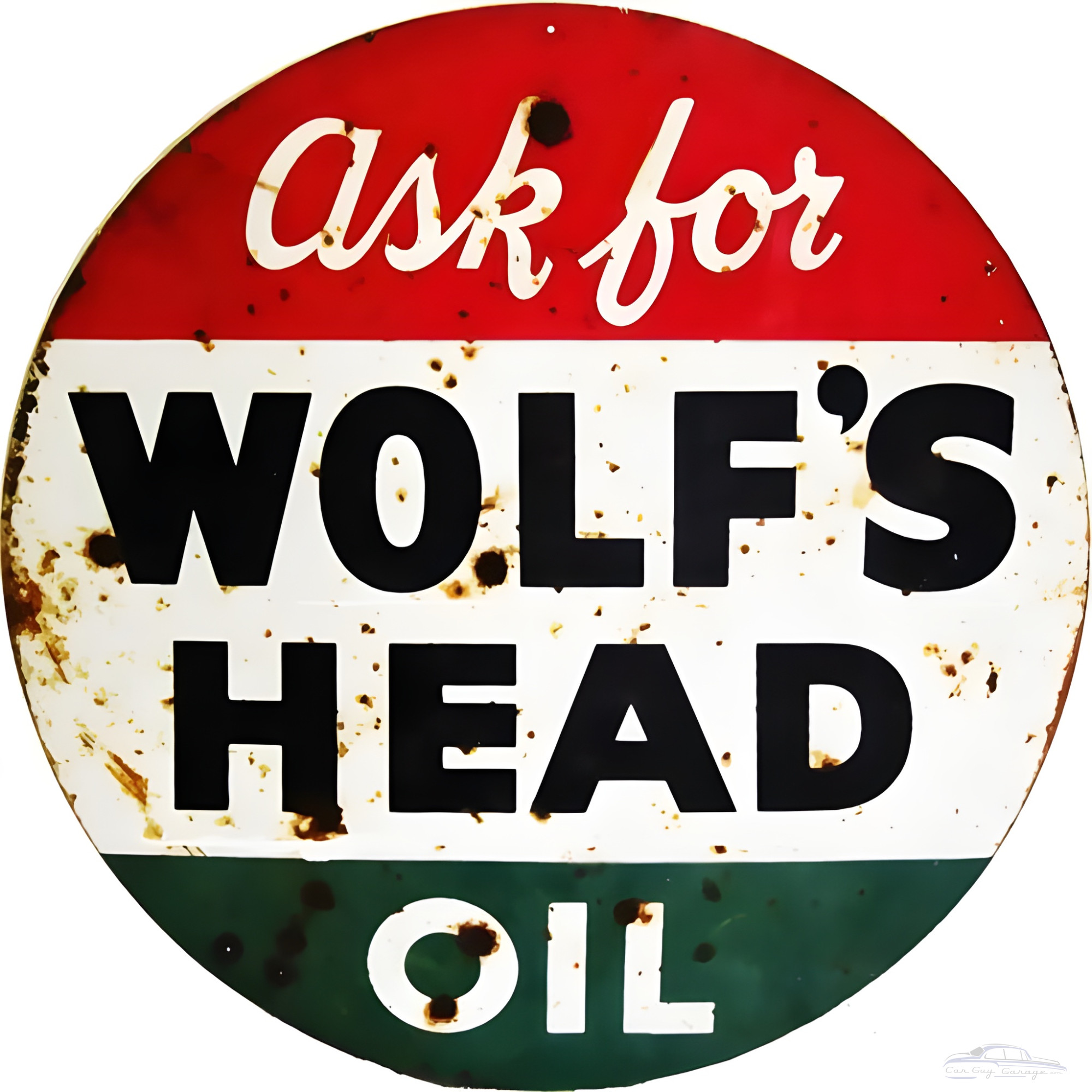 Wolf's Head Oil Metal Sign - 30" Round