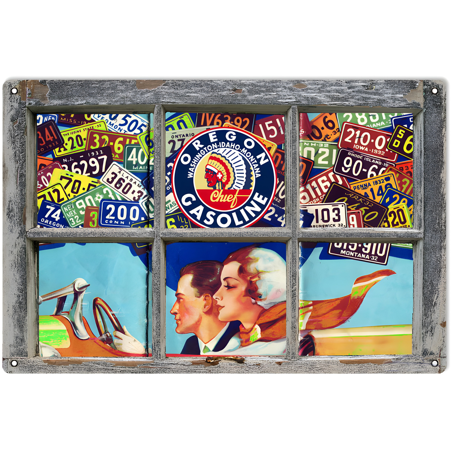 Reproduction Aged Looking Nostalgic License Plates Metal Sign - 12" x 18"