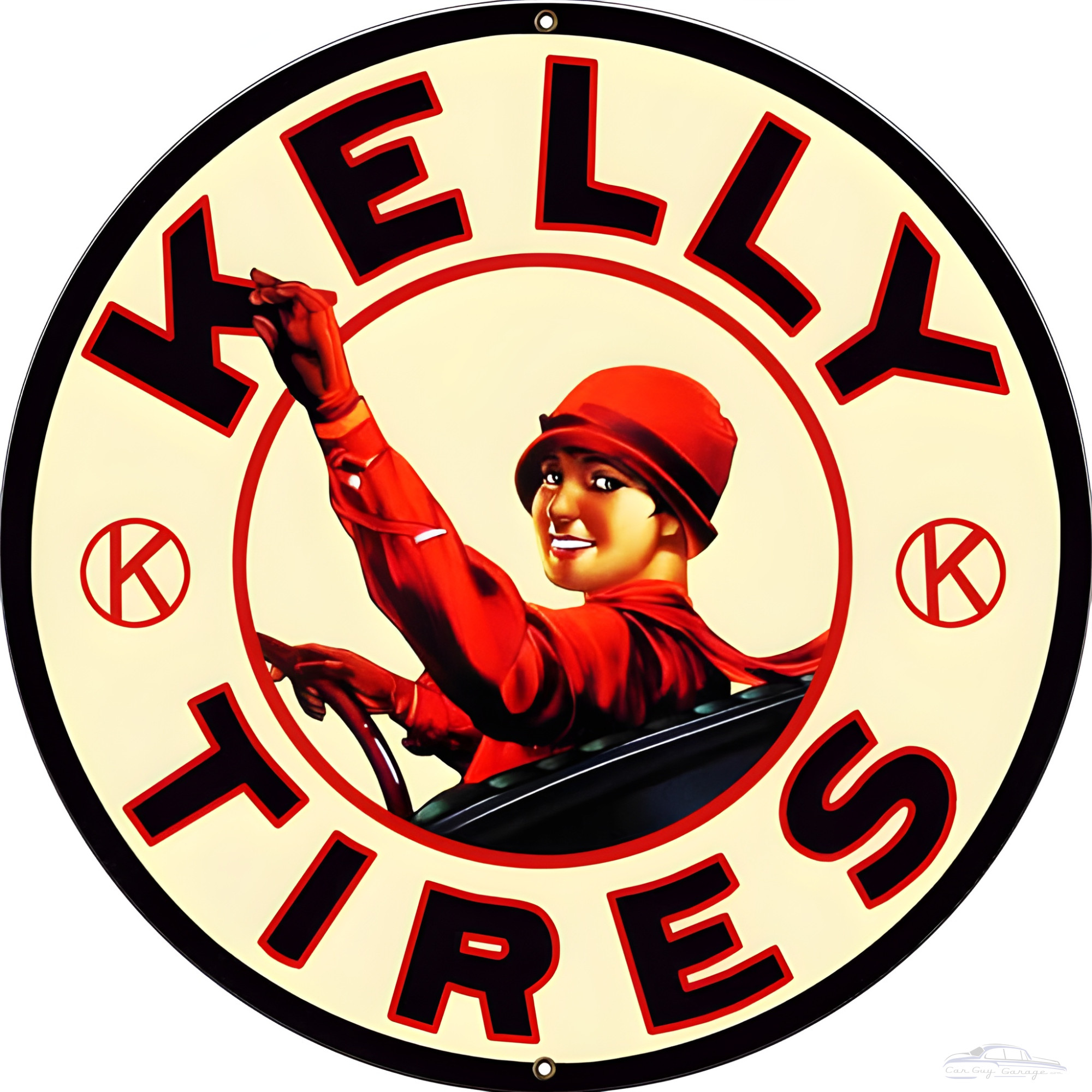 Kelly Tires Garage Shop Metal Sign - 18" Round