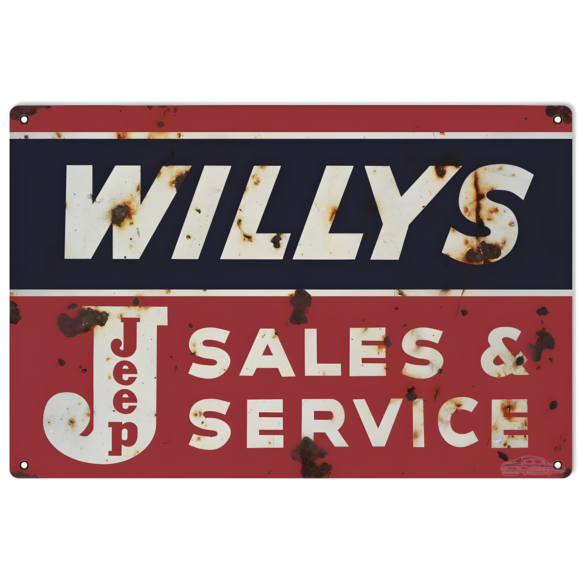 Jeep Willy's Sales And Service Metal Sign - 12" x 18"