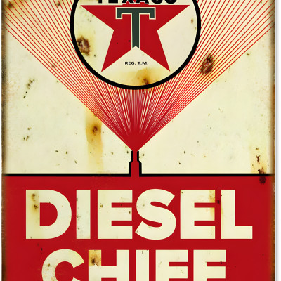 Texaco Diesel Chief Gasoline Metal Sign - 12" x 18"