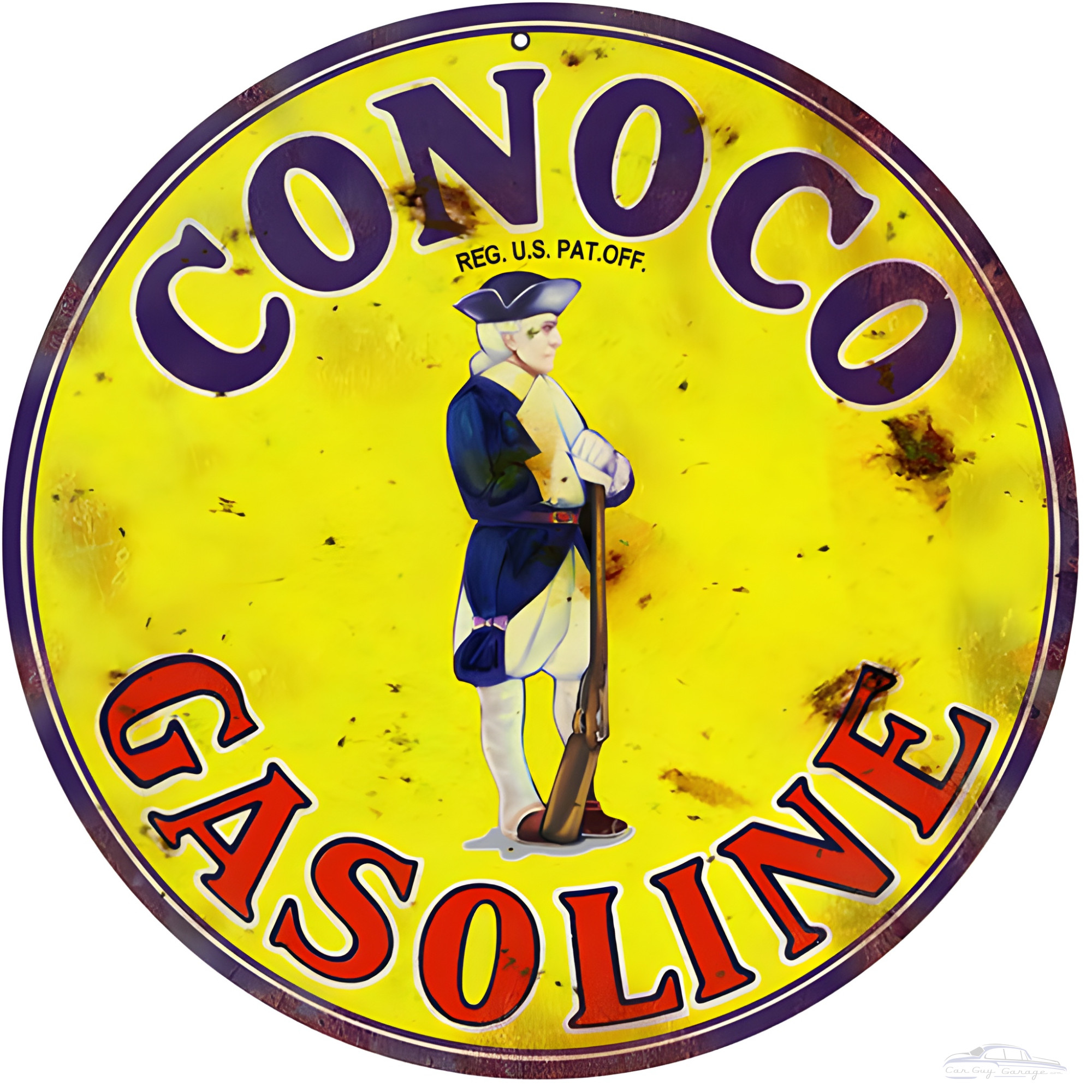 Conoco Gasoline Metal Sign - 18" Round